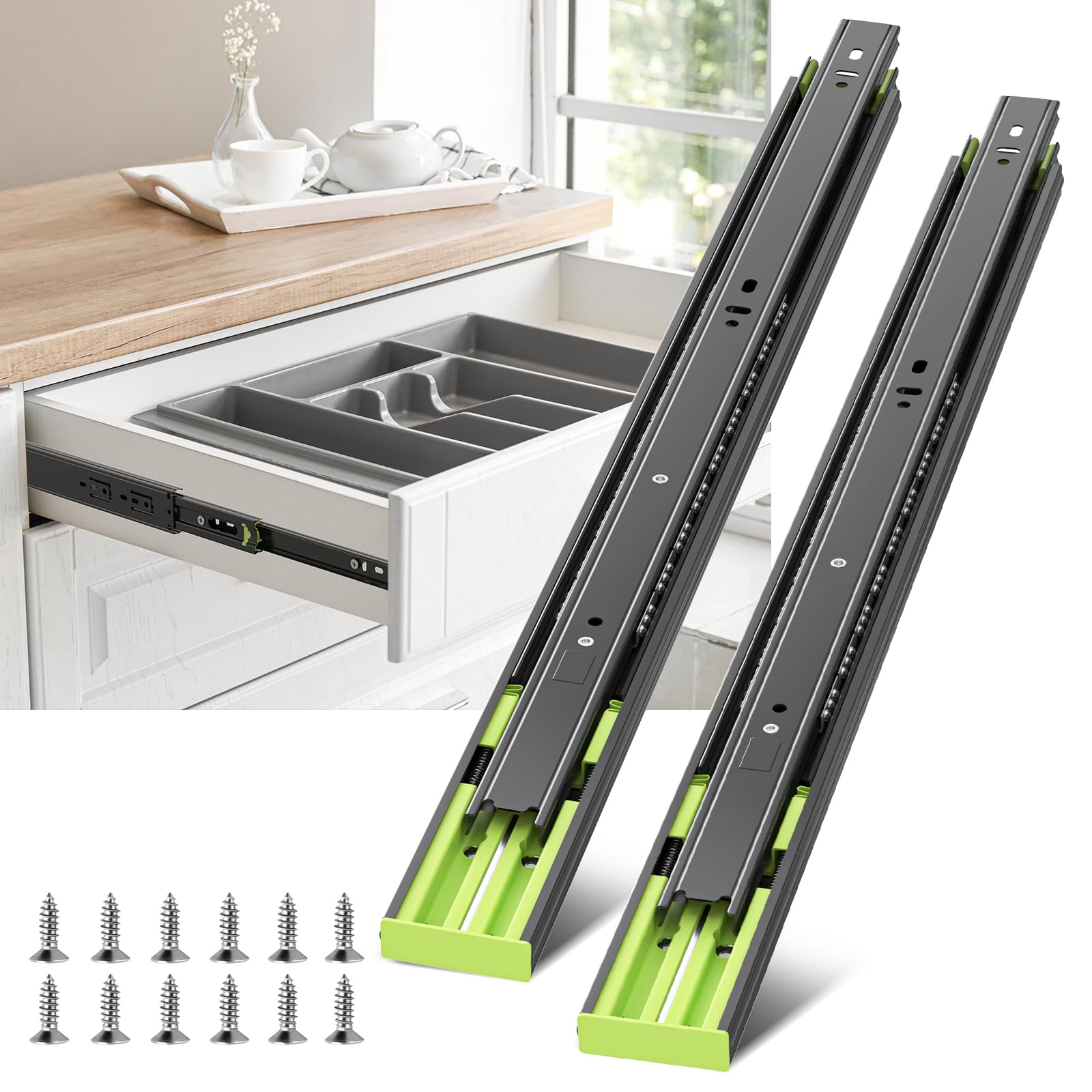 Snapklik.com : Soft Close Drawer Slides 22 Inch, 6 Pairs Dresser Drawer ...