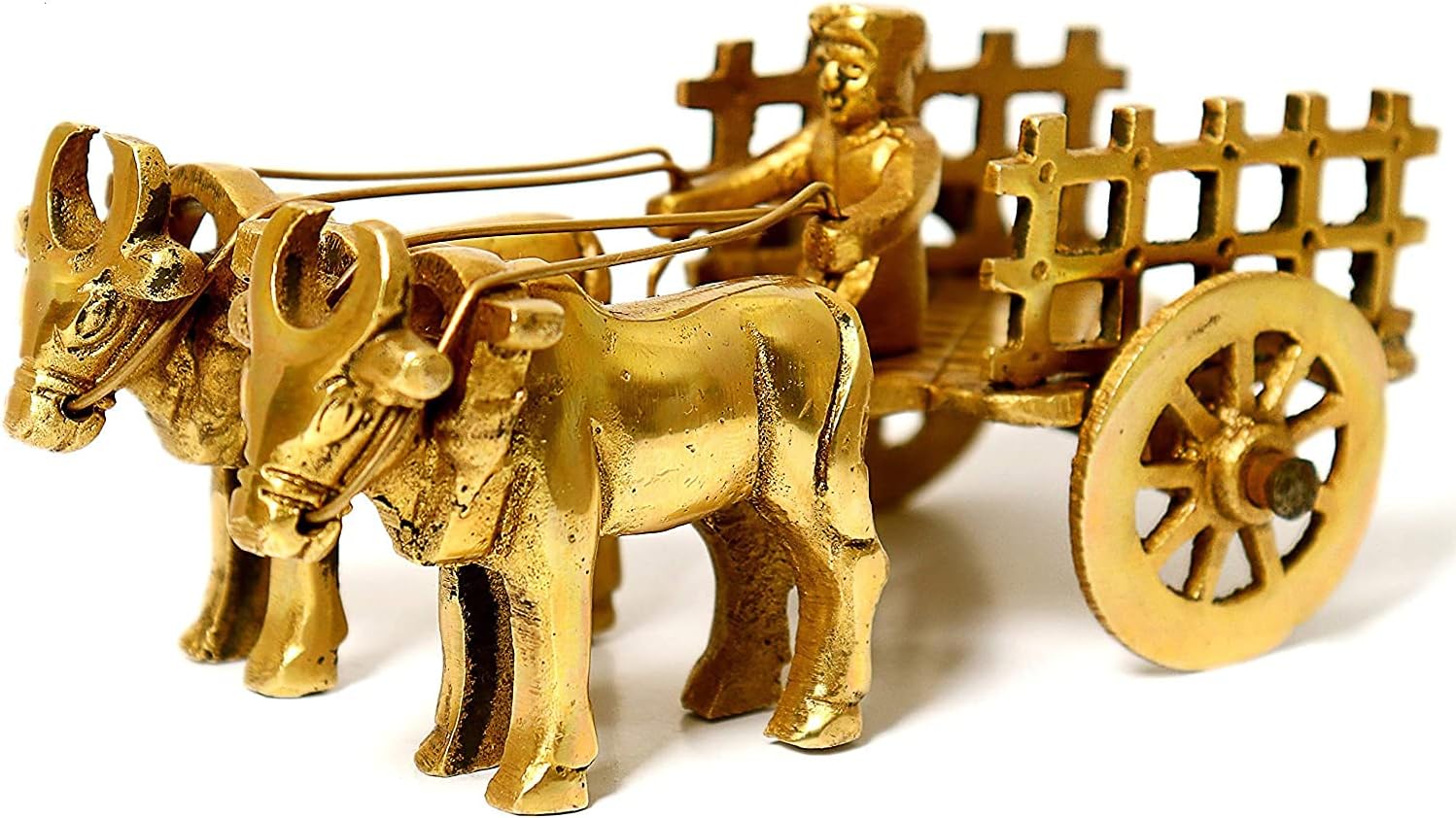 Buy CRAFTHUT Elite Brass Bullock/Bull Cart with Open Jaali Pulled by ...