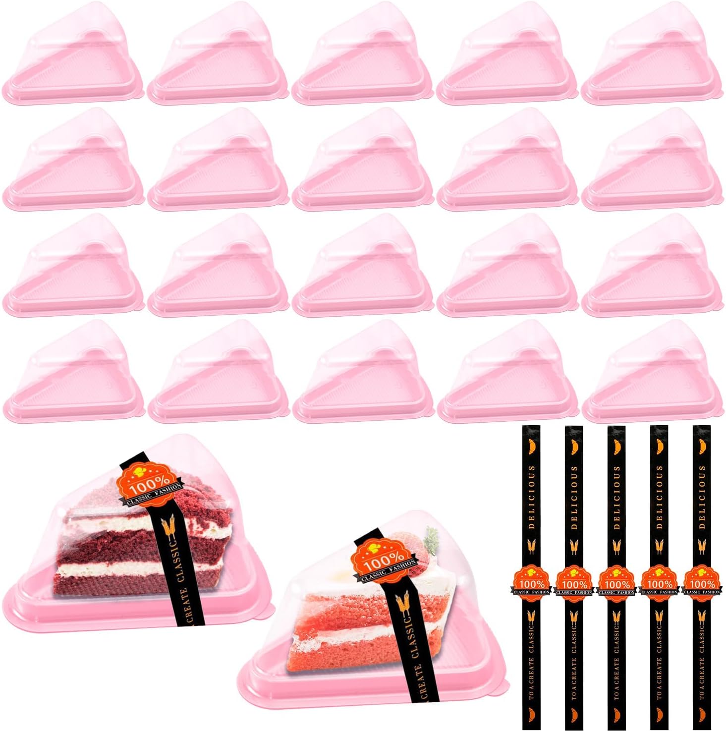 Amazon.com: ZSDRTYU Cake Slice Container, 50 Pack Clear Plastic Cake ...