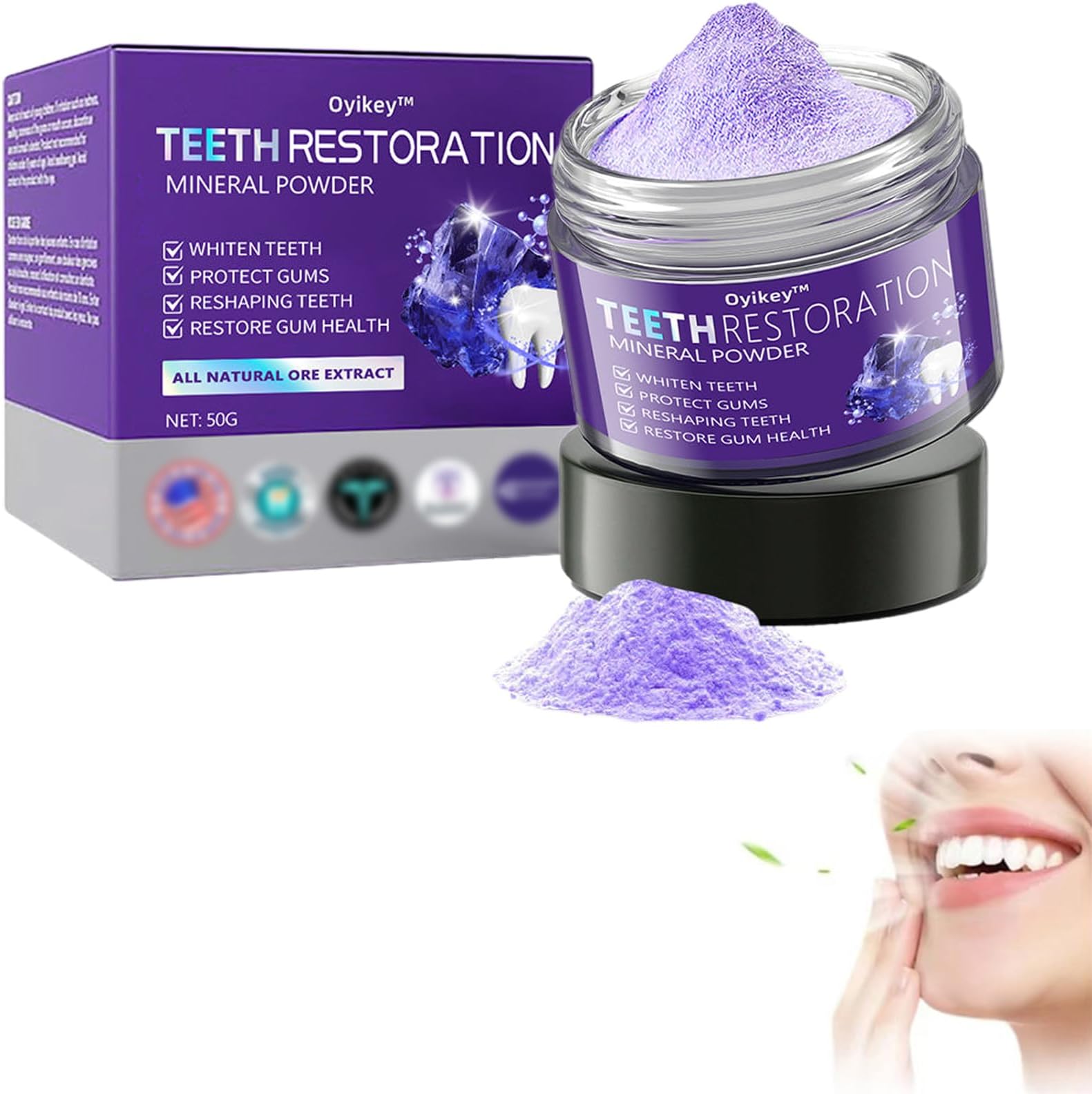 Amazon.com : Oyikey Teeth Restoration Mineral Powder, Tooth Whitening ...