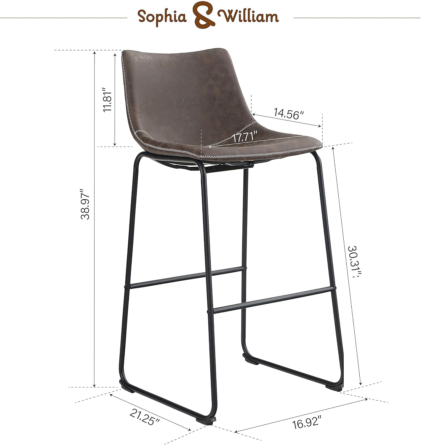 Sophia & William Clearance Bar Stools Set of 2, Bar Height 30" Kitchen ...