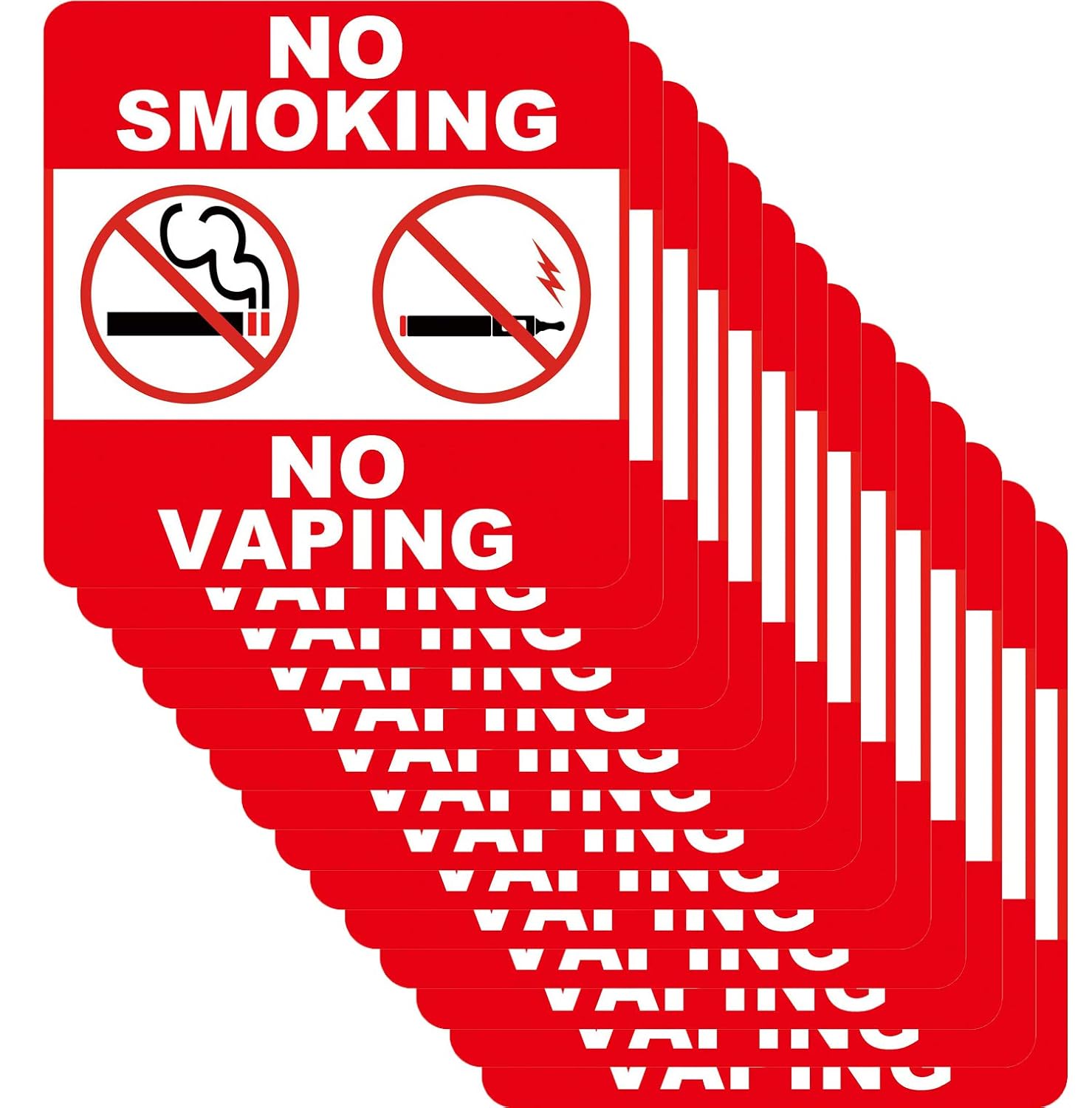 No Smoking No Vaping Sign Label Sticker Set of 15 Pack 5 Mil Vinyl ...