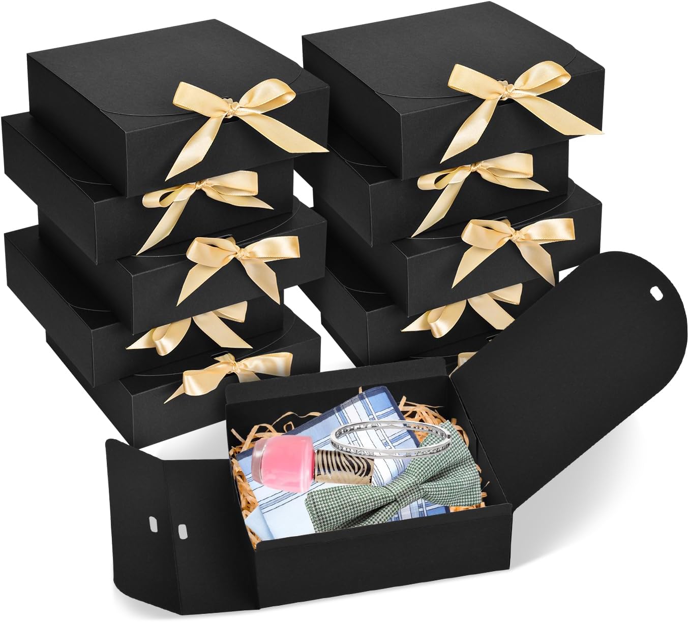 Amazon.com: WLUSEAXI 10pack Gift Boxes with Lids, 6.5''x6.5''x2'' Black ...