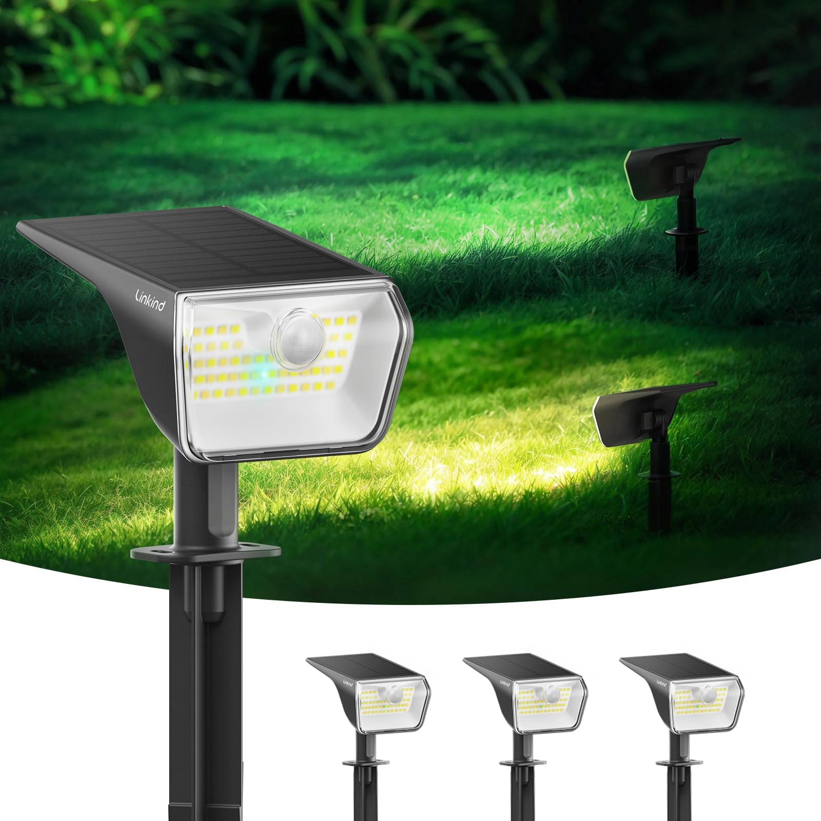 Linkind Solar Security Lights Outdoor Motion Sensor, Warm White & Cool ...