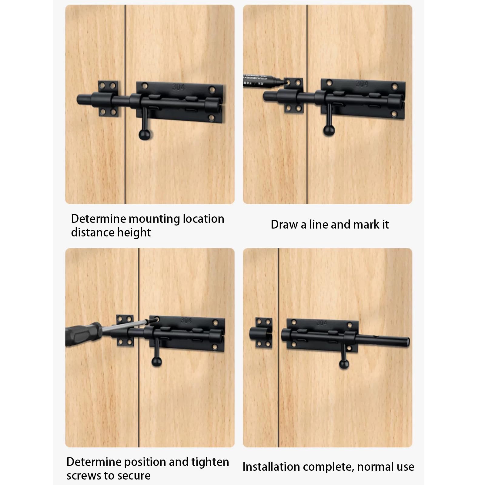 Mcoser 6 Inch Door Lock Bolts Stainless Steel Door Latch Sliding Door ...