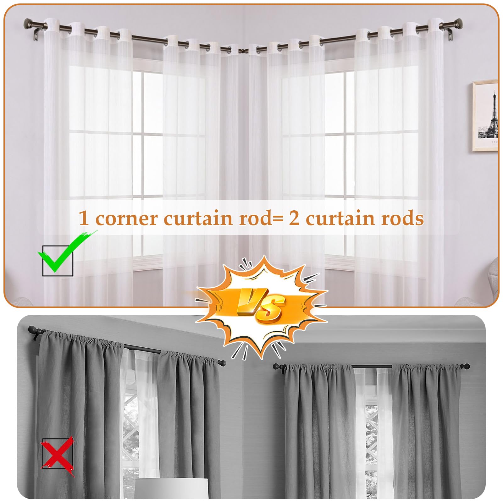 Corner Window Drapery Hardware Maryland Double Corner Window Curtain