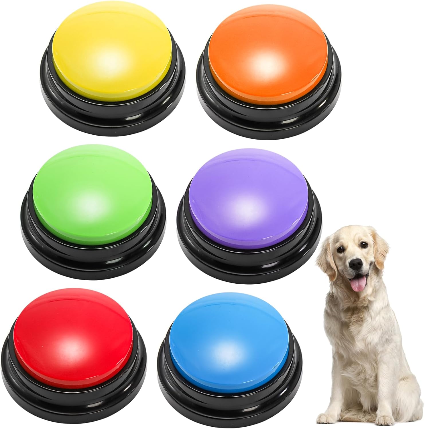 YOUEON 6 Pack Voice Recording Button, 6 Colors Dog Buttons for Communication Pet Training Buzzer ...
