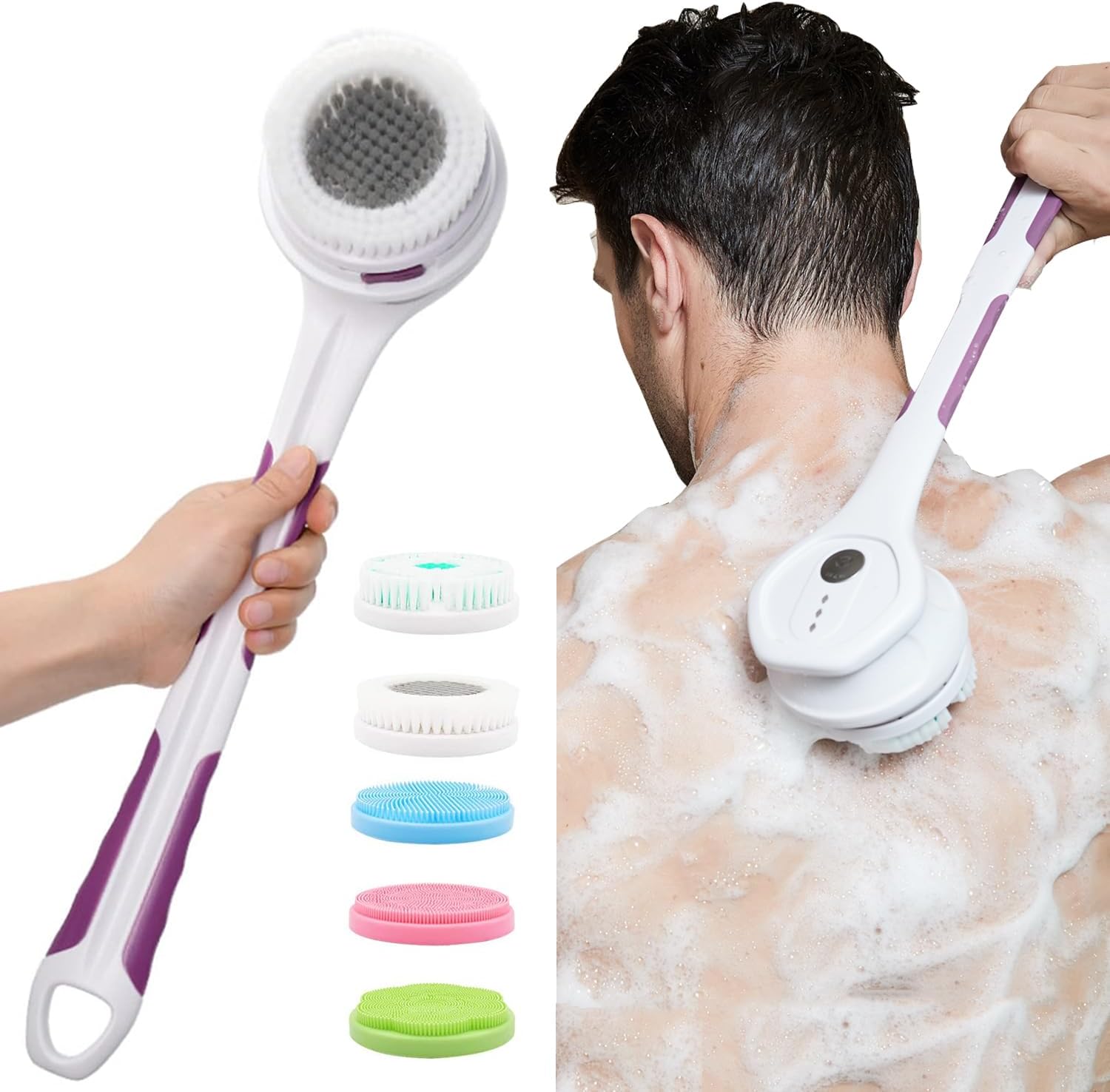 Amazon.com : Electric Body Brush,5 Attachments Brush Heads Electric SPA ...