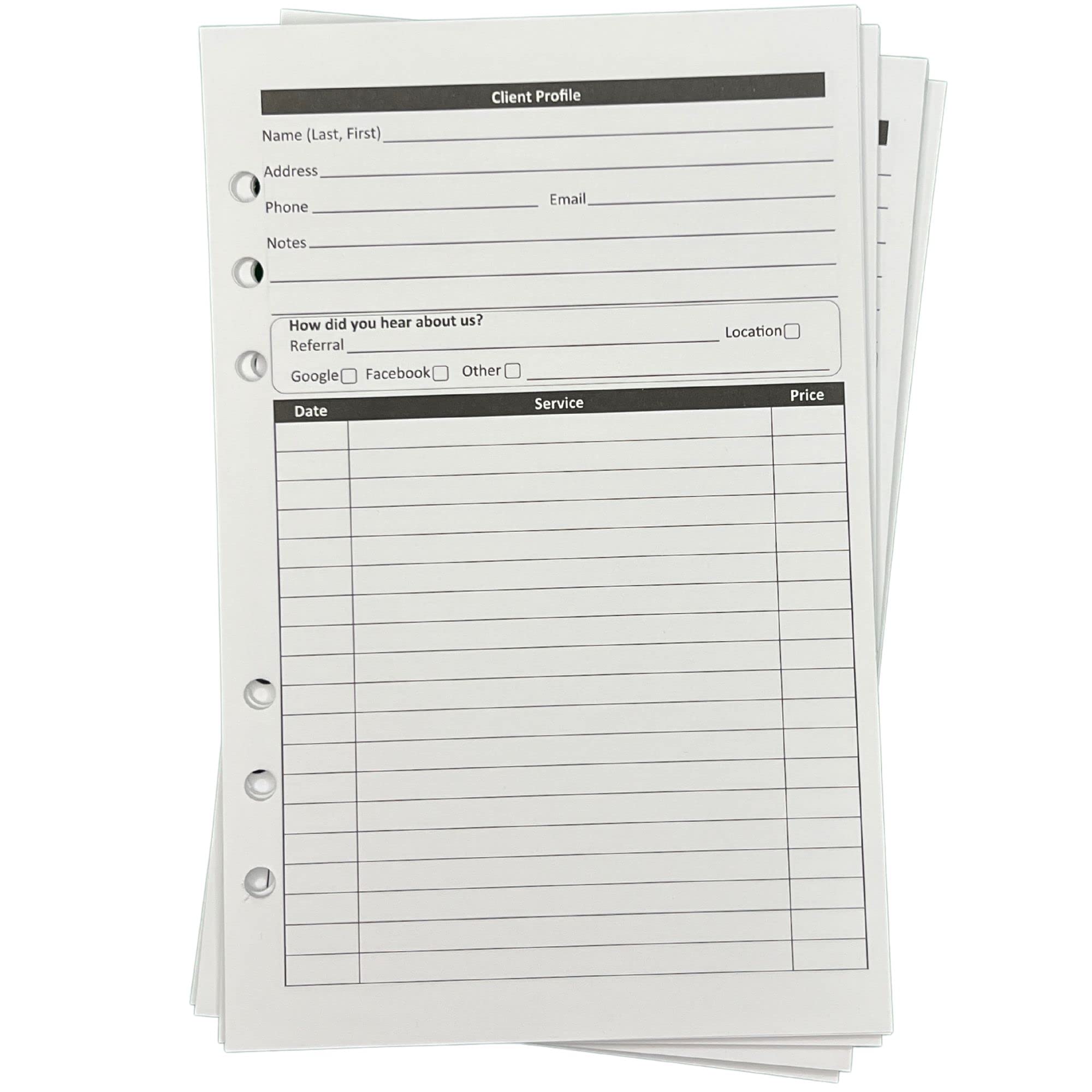 Amazon.com : 6 Hole Stylist Binder Insert Cards (100 Per Pack, 5.5" X 8 ...