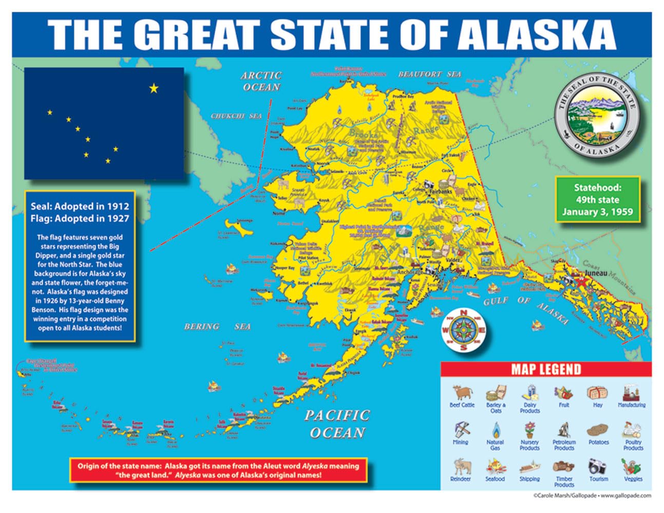 Amazon.com : Gallopade Publishing Group Alaska State Map for Students ...