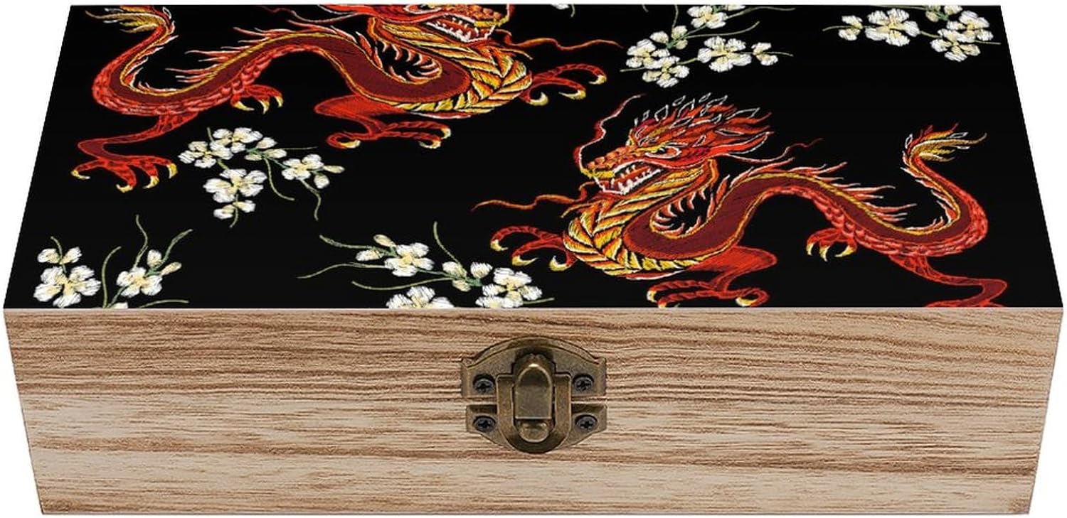 Amazon.com: PUYWTIY Wooden Storage Box with Hinged Lid, Decorative ...