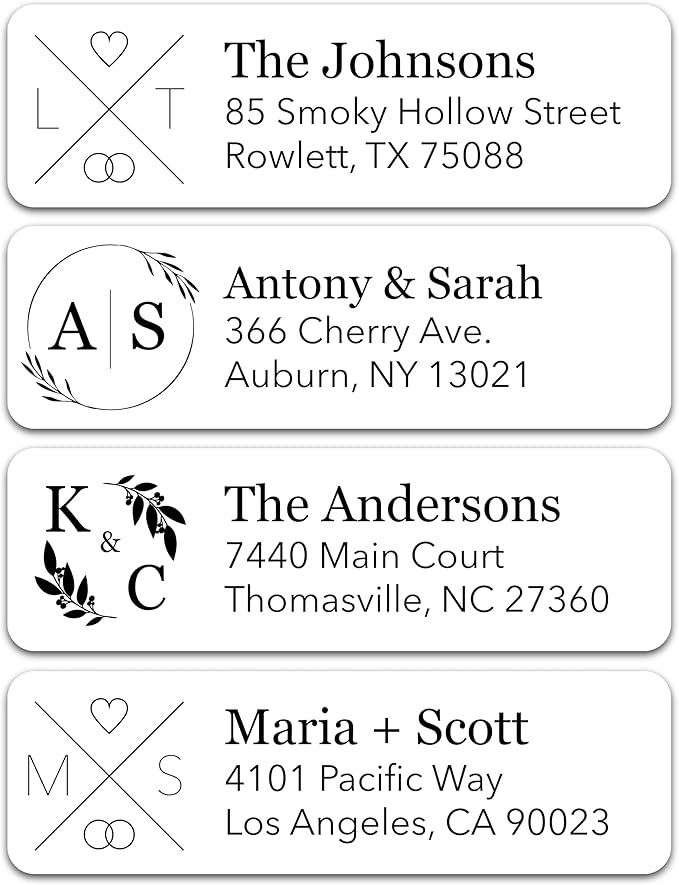 Amazon.com : Personalized Monogram Return Address Labels - Wedding ...