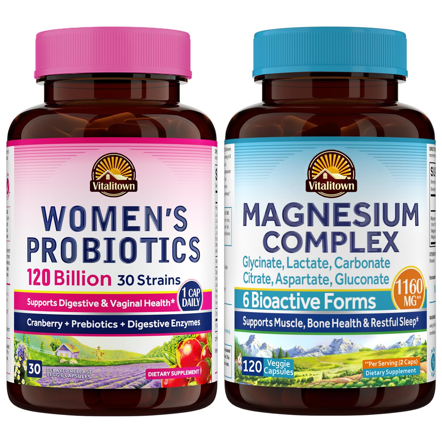 Amazon.com: Vitalitown Probiotic + Magnesium Bundle (Pack of 2) | Women ...