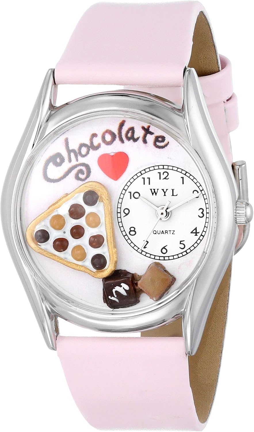 Whimsical Watches Chocolate Lover Pink Leather and Silvertone Unisex ...