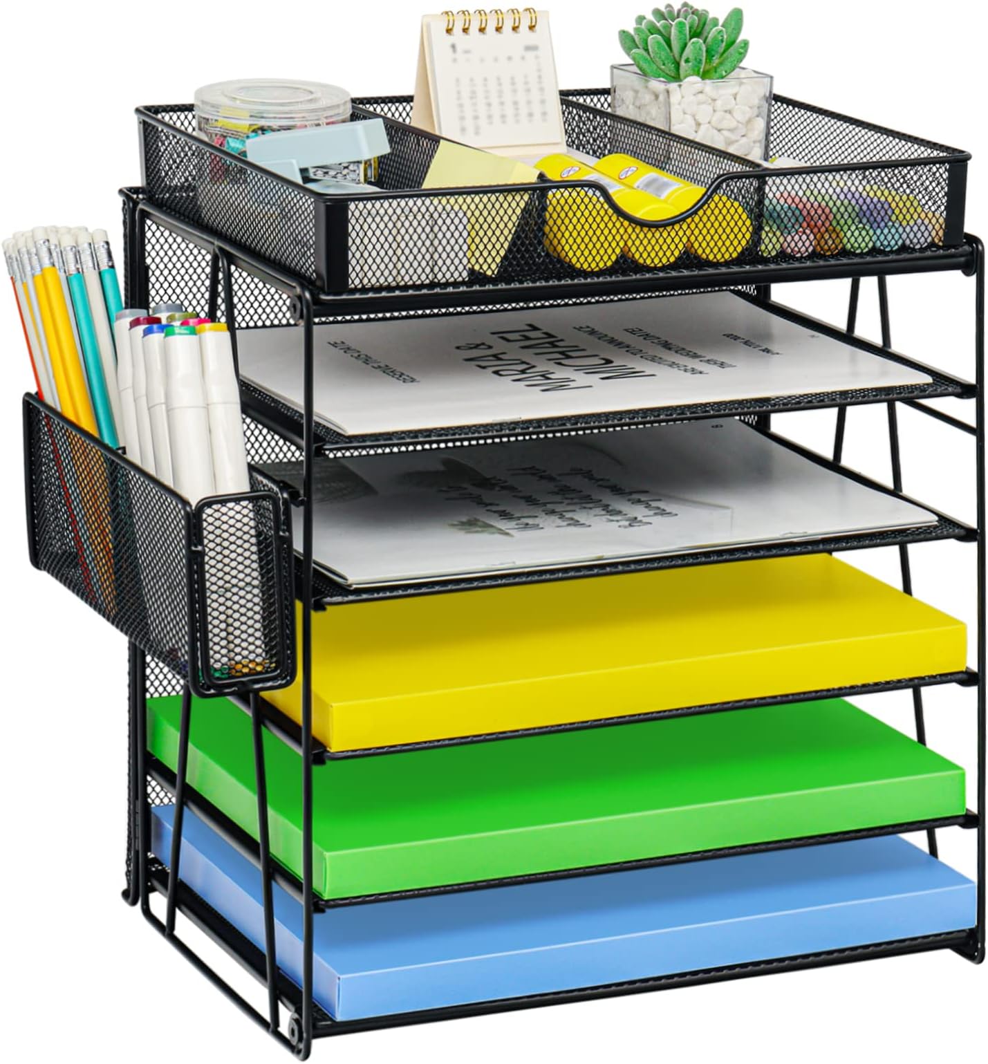 Amazon.com : Lavatino Desk Organizer with File Holder, 5-Tier Paper ...