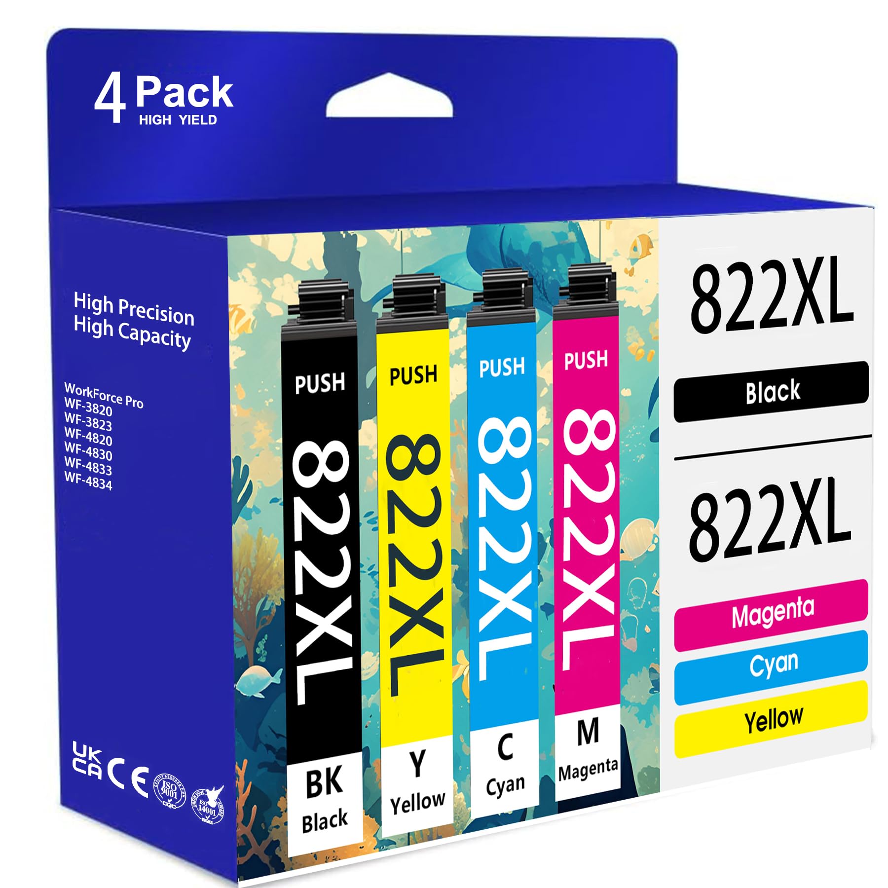 Amazon.com: 822XL 822 XL WF 3820 Printer Ink Cartridges Remanufactured ...