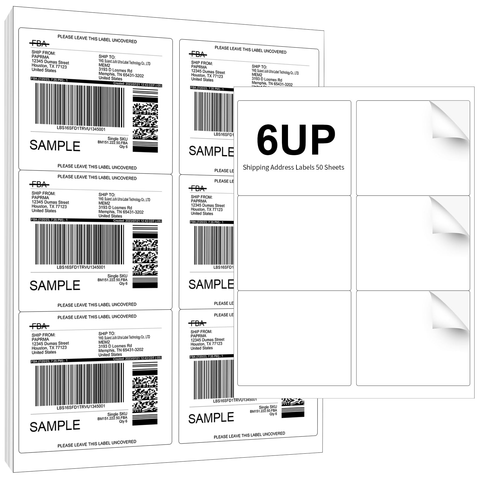 Amazon.com : Shipping Labels 3 1/3 x 4 inch - Printable Labels - 6 Per ...