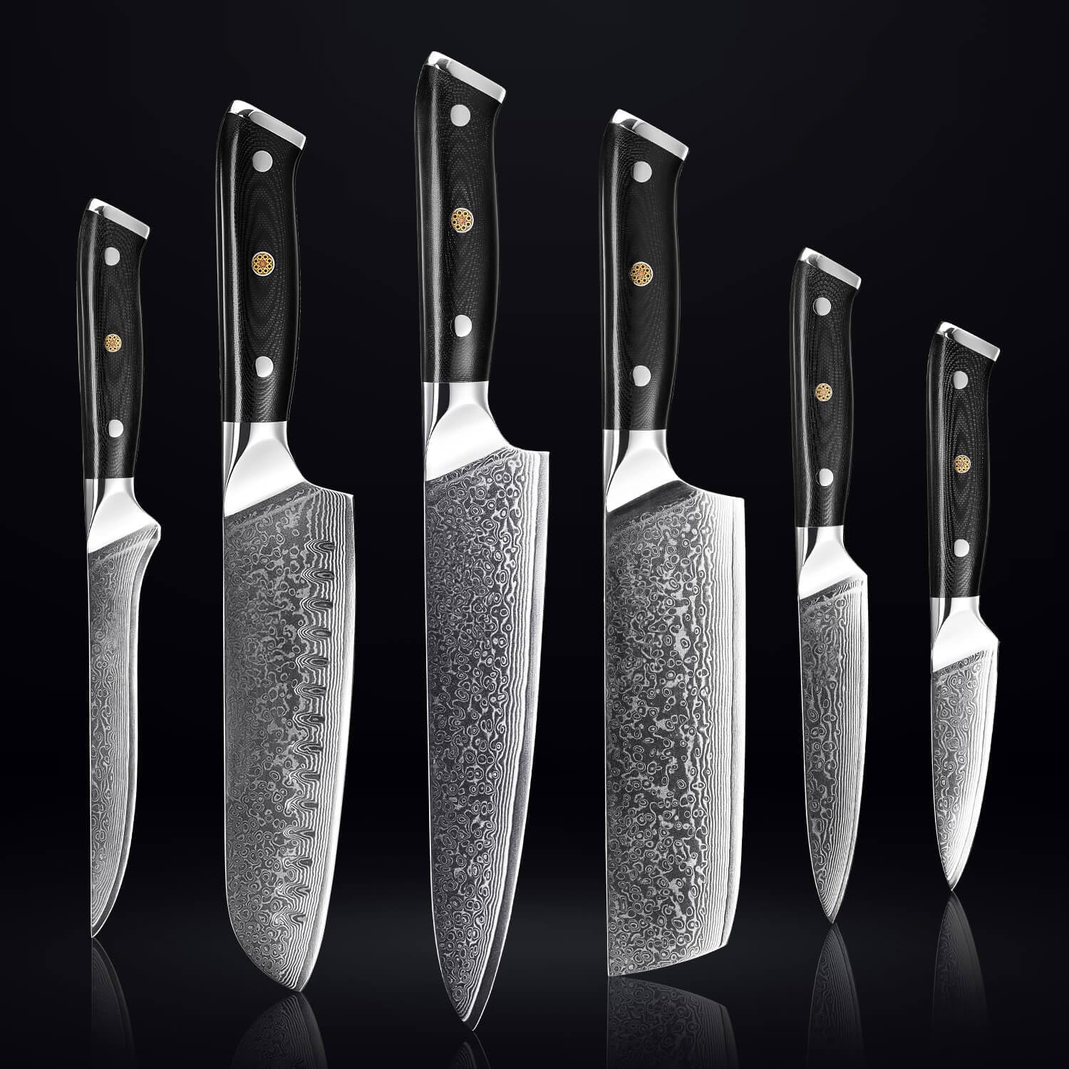 Amazon.com: SENKEN 7-Piece Damascus Kitchen Knife Set - Tsunami ...