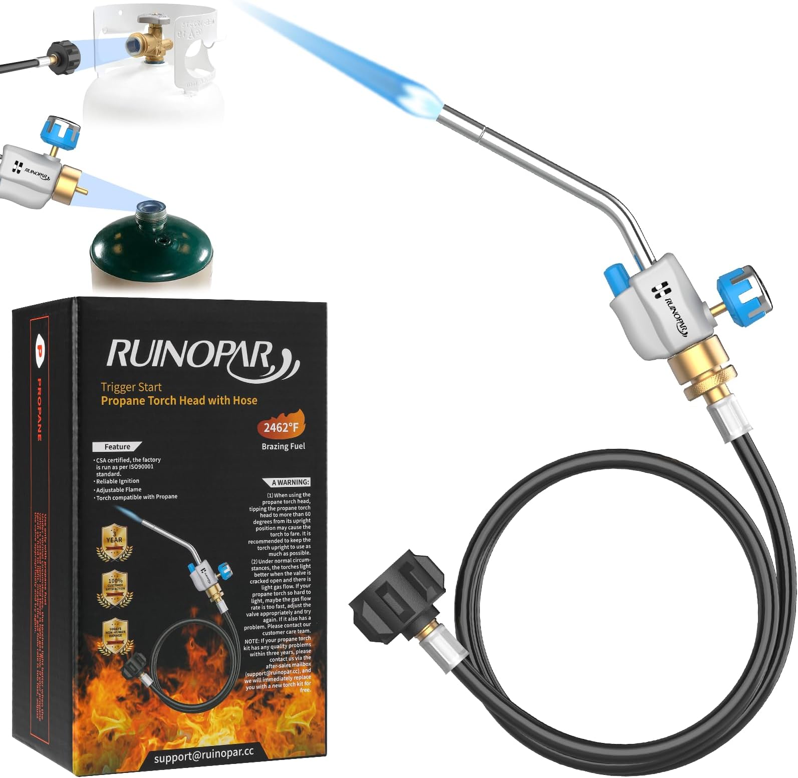 Amazon.com: Propane Torch Head with Igniter,Trigger Start Propane Gas ...