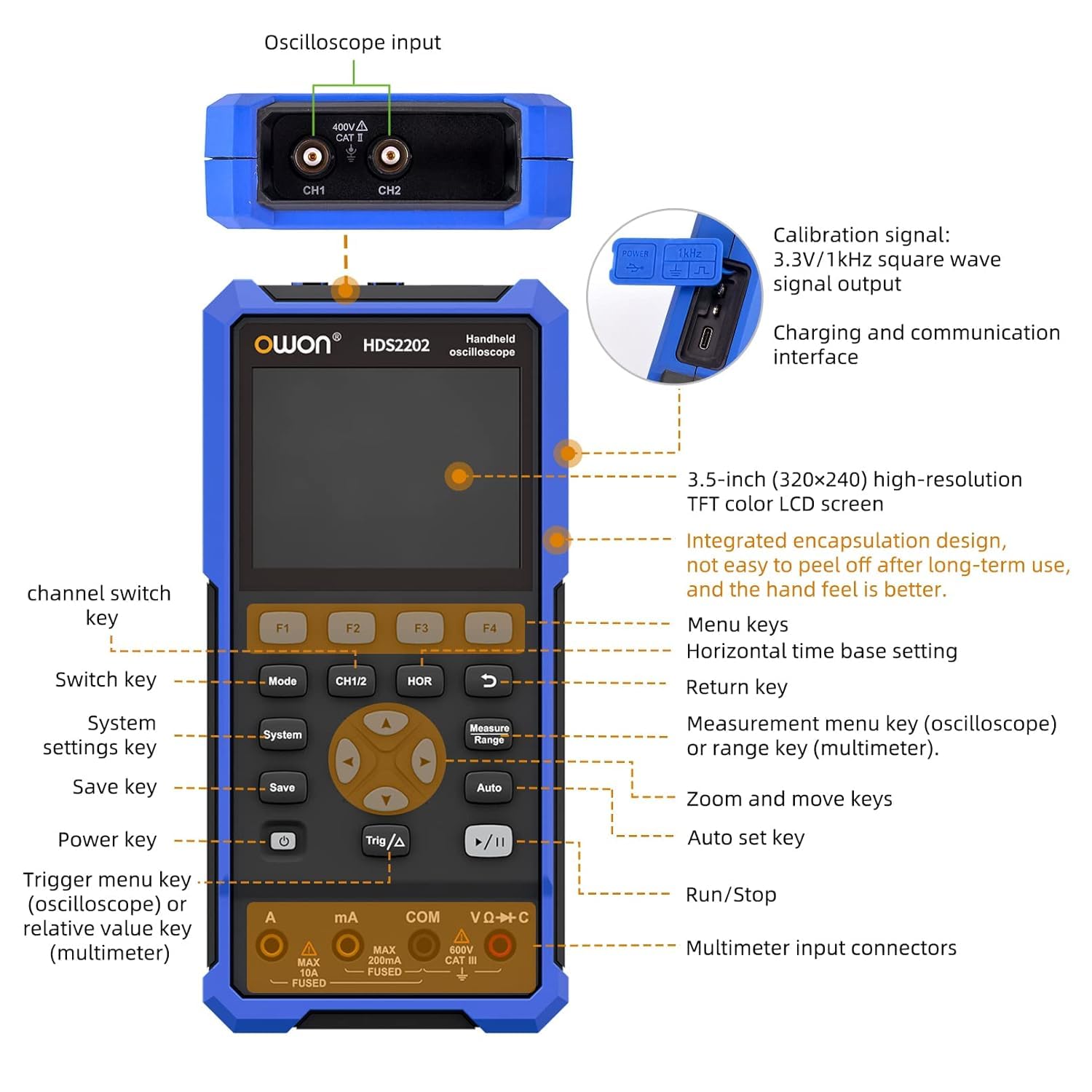 Snapklik.com : OWON Oscilloscope OWON-HDS2202 2 In 1 Digital Handheld ...