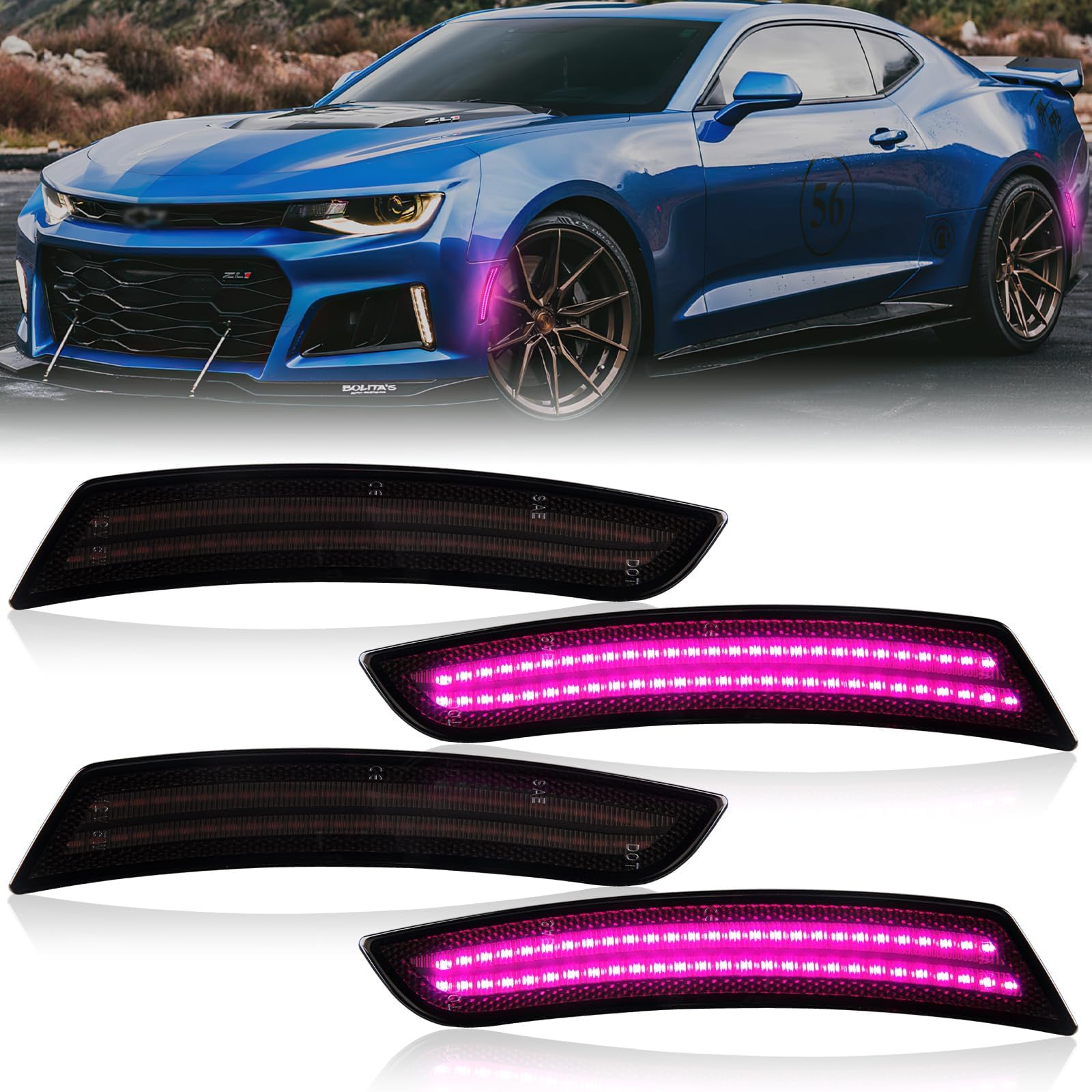 Amazon.com: POPMOTORZ Front Rear Bumper Fender LED Side Marker Light ...