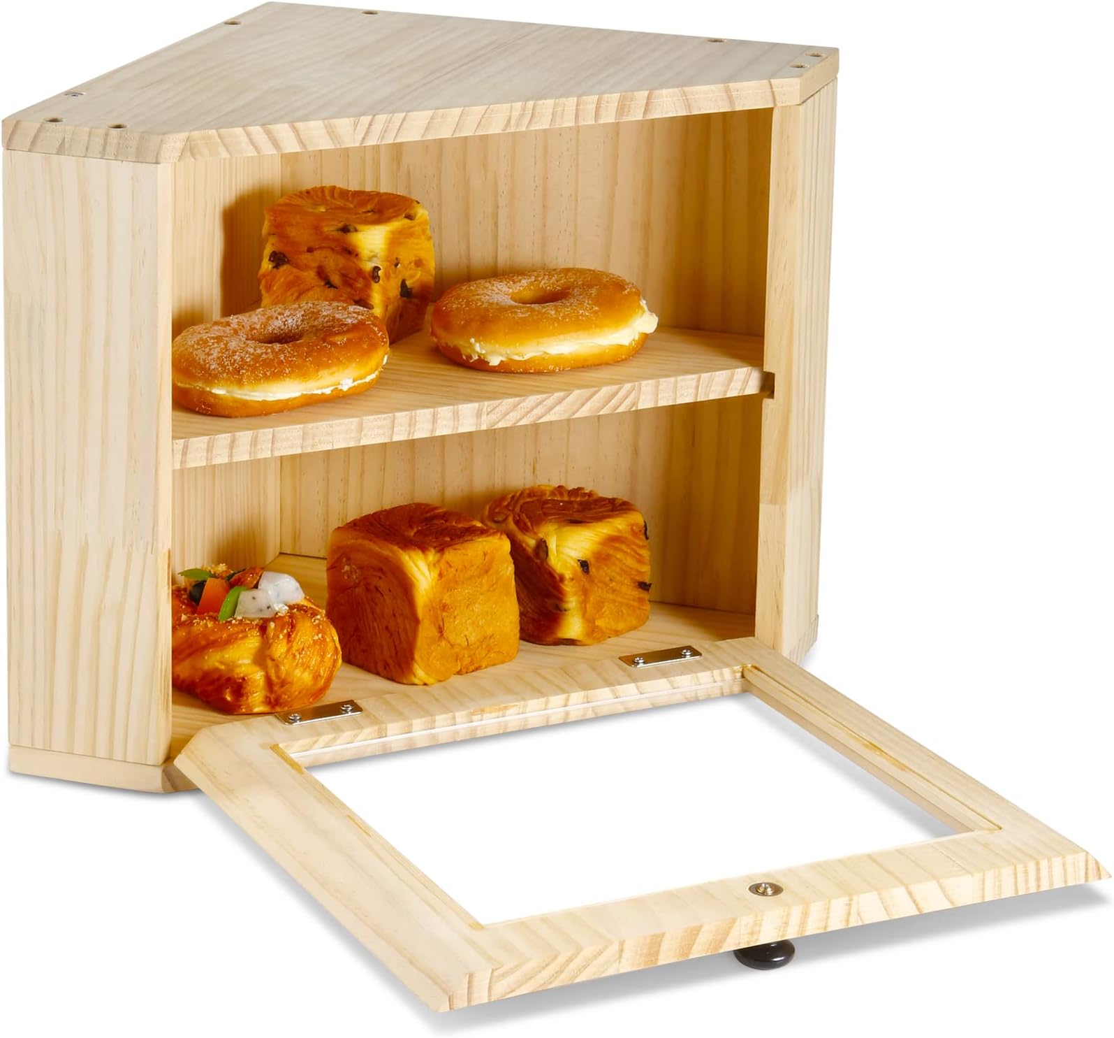 Amazon.com: Calmbee Wooden Bread Box for Kitchen Countertop, Double ...