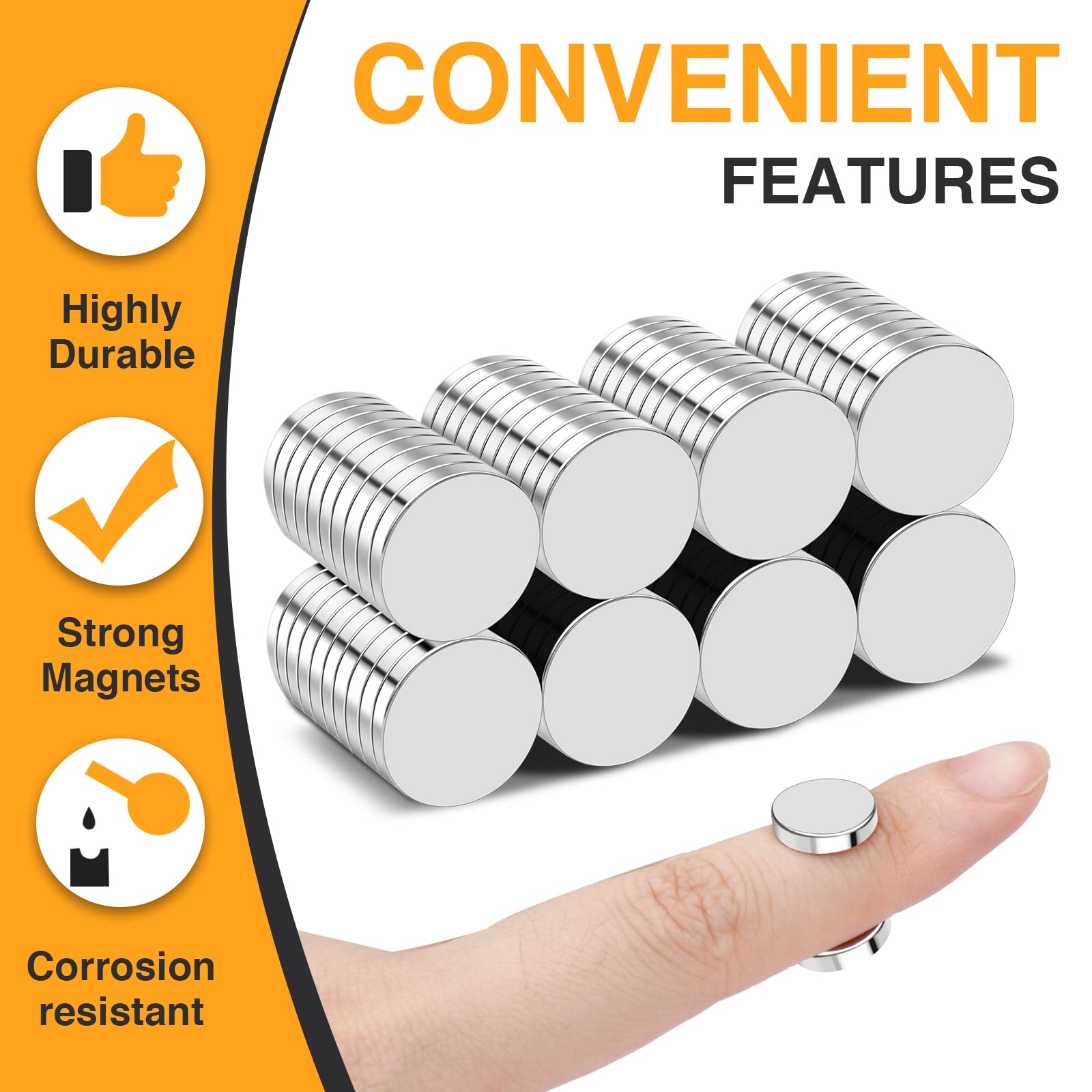 Snapklik.com : TRYMAG Small 10x2mm 200Pcs Round Refrigerator Magnets