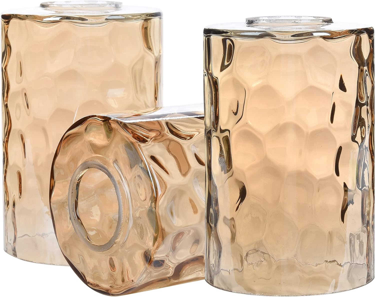 3 Pack Amber Hammered Glass Lamp Shade Replacement, 1-5/8 Inch Fitter ...
