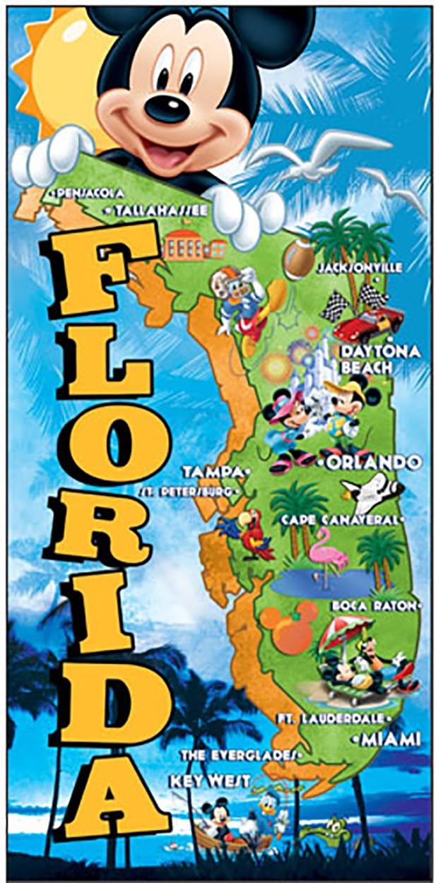 Amazon.com: Disney Florida Map Beach Towel II (Florida Namedrop ...
