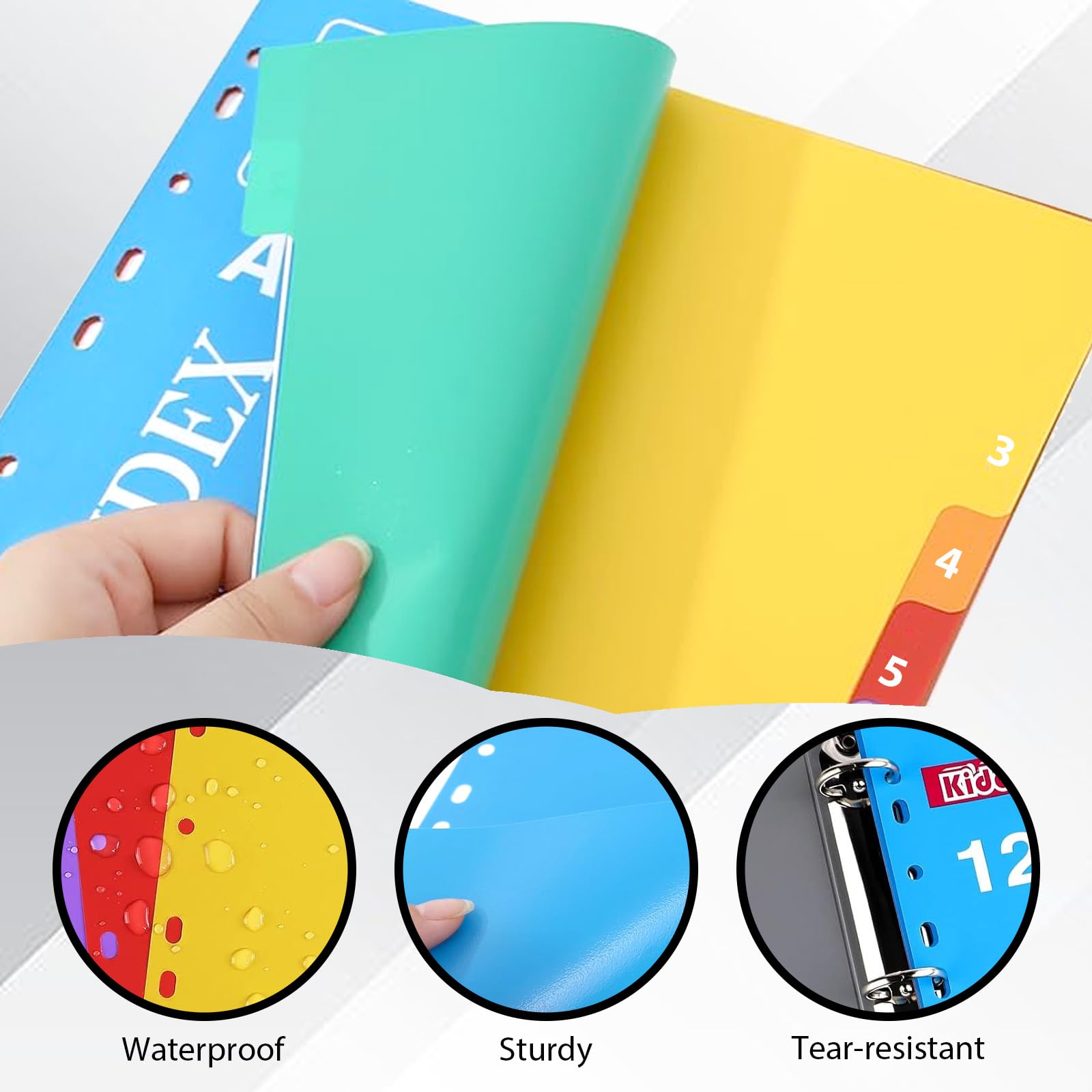 A4 File Dividers, 3 Packs 36 Sheets 12 Colors Ring Binders A4 Lever ...