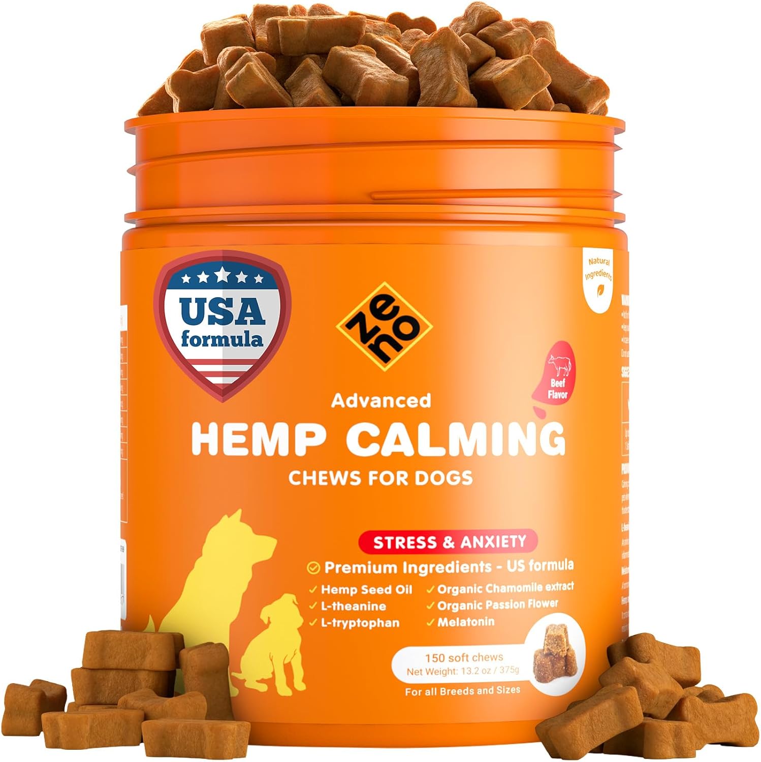 Hemp Calming Chews for Dogs Anxiety - 150 pcs - Melatonin for Stress ...
