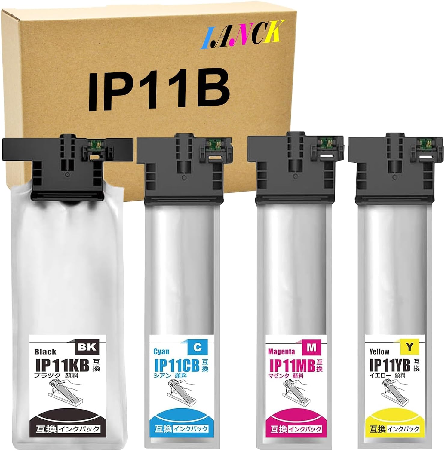 Amazon.co.jp: エプソン IP11 IP11B 互換インクパック 全色顔料 EPSON用 IP11KB IP11CB IP11MB IP11YB 各1本 4色セット 大容量タイプ ...