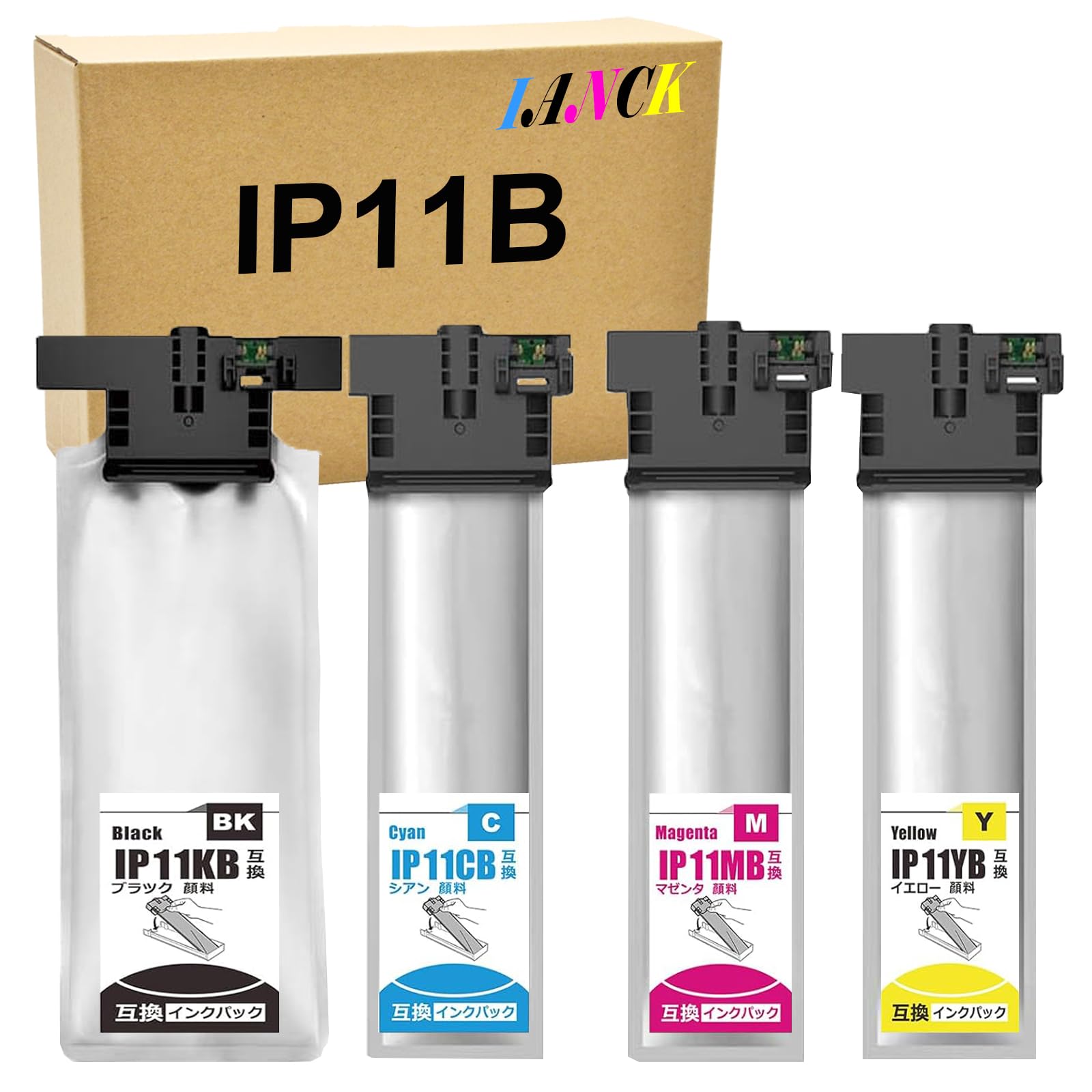 Amazon.co.jp: エプソン IP11 IP11B 互換インクパック 全色顔料 EPSON用 IP11KB IP11CB IP11MB IP11YB 各1本 4色セット 大容量タイプ ...