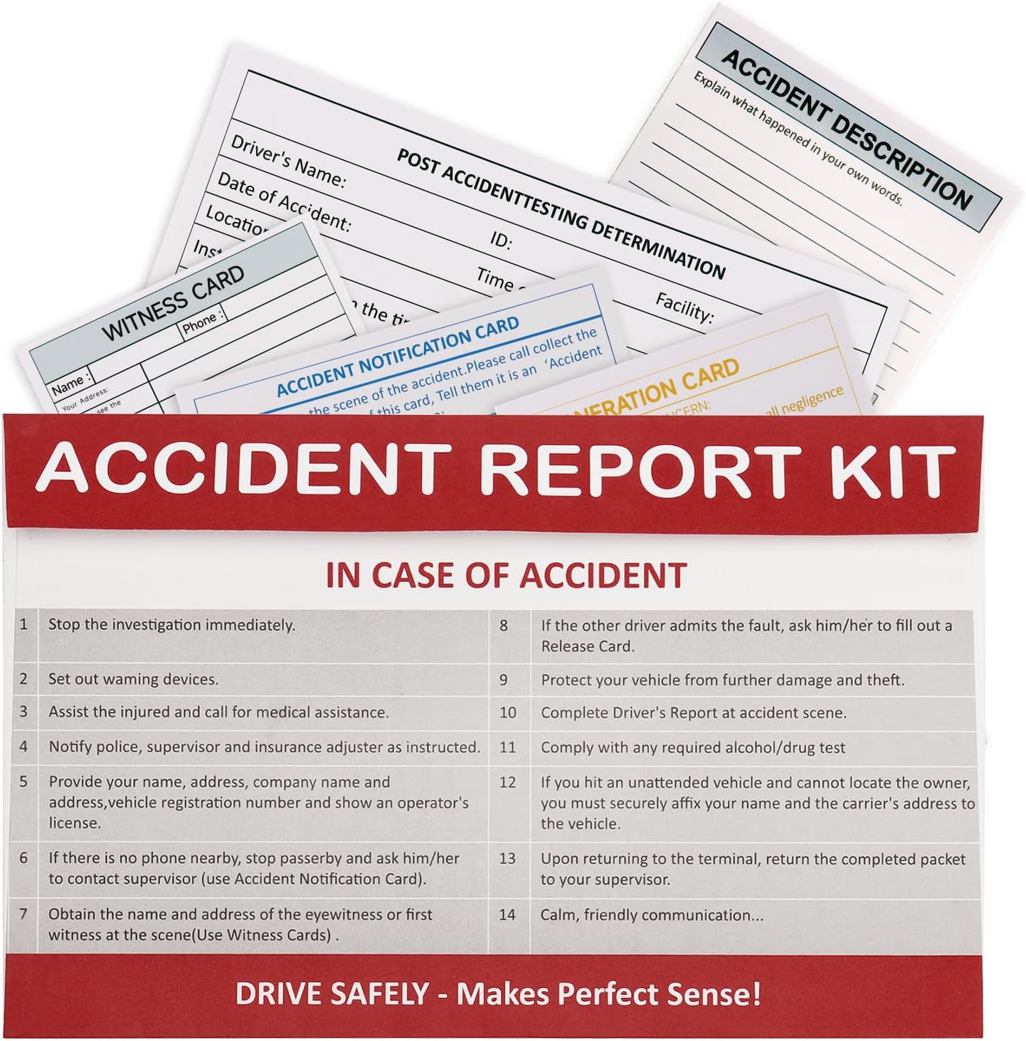 Amazon.com : 10 Pack Vehicle Accident Report Kit in Envelope 6 * 9.45 ...