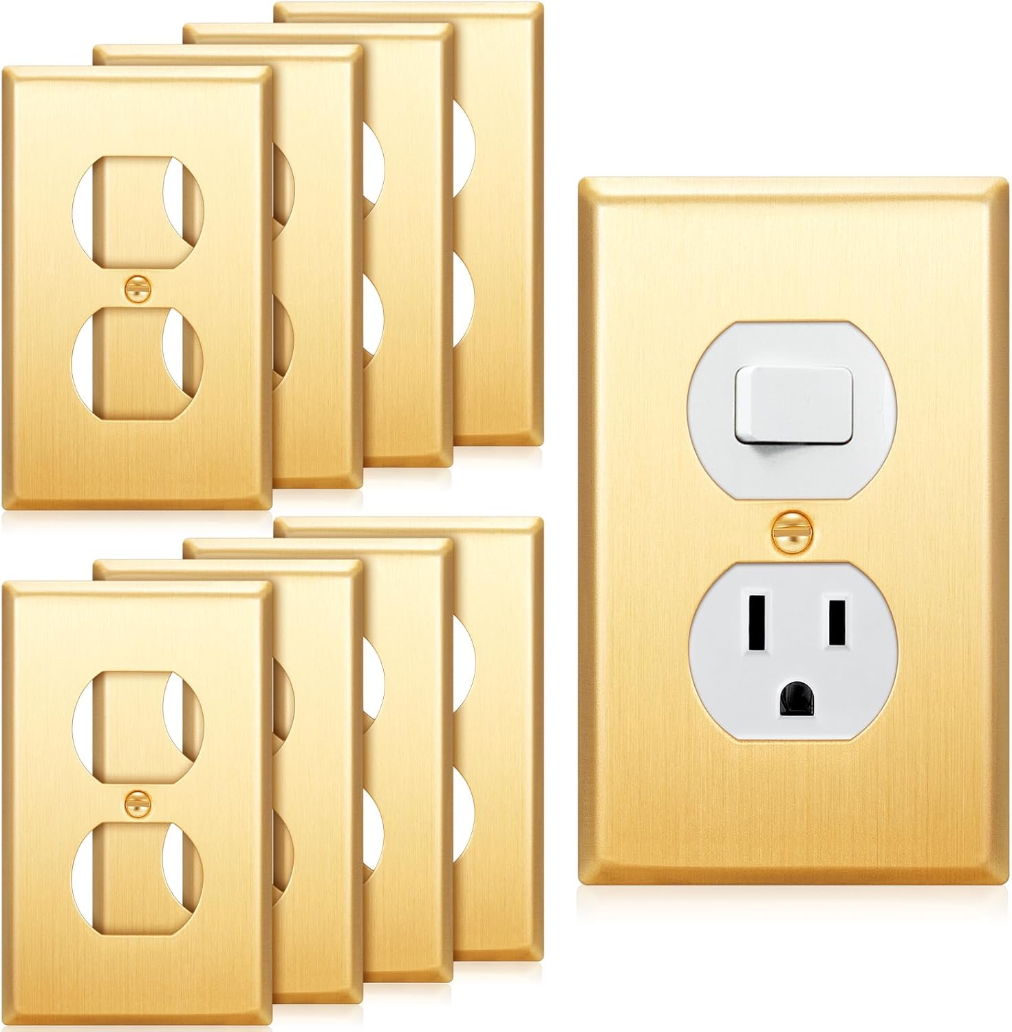 Zonon 8 Pack Gold Outlet Covers 4.50" x 2.76" Duplex Outlet Cover Brass ...