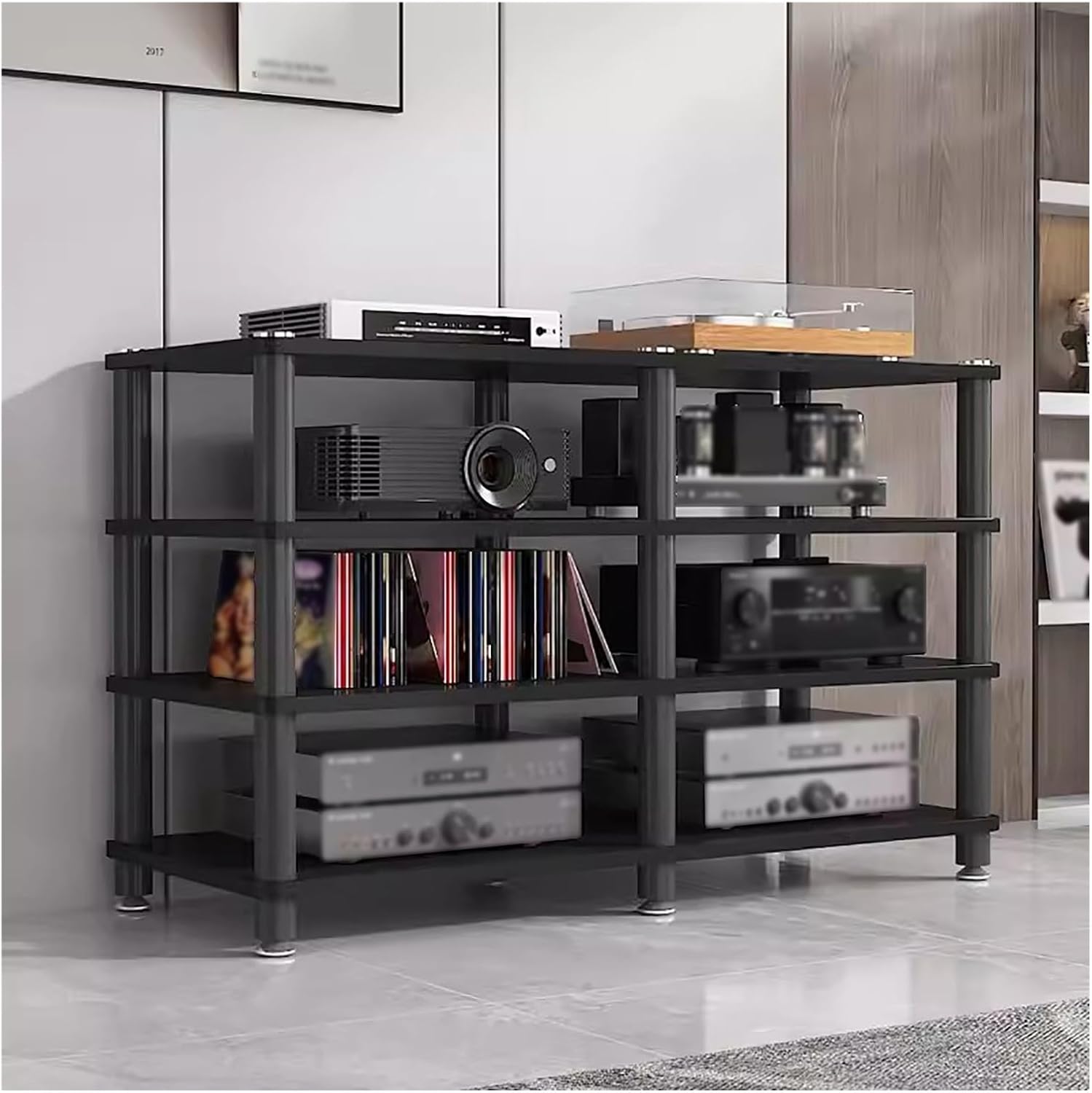 Hifi Racks 4 Tier Home Entertainment Media TV Stereo Stand, Corner ...