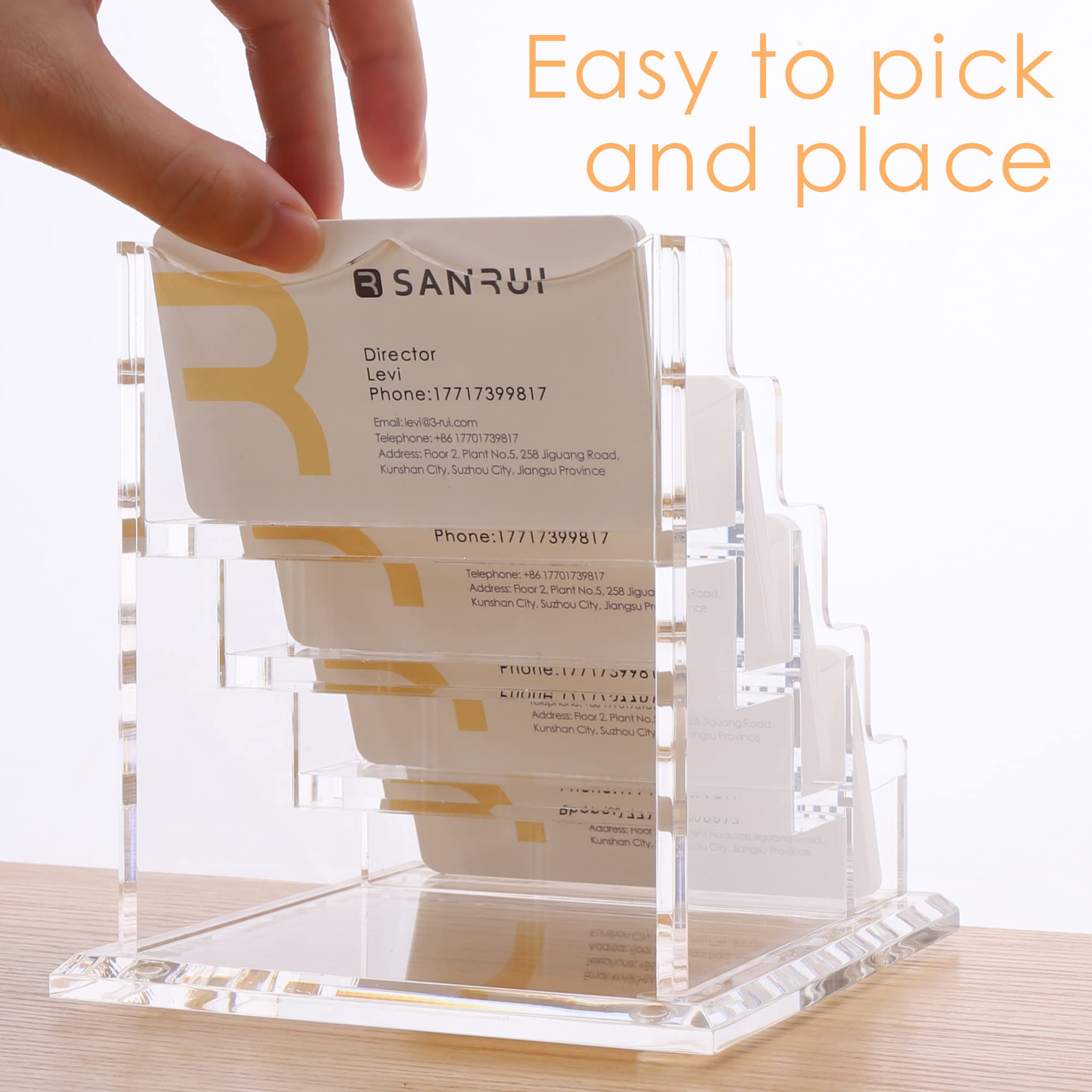 SANRUI Acrylic Business Card Holder for Desk,Name Card Display Holder ...
