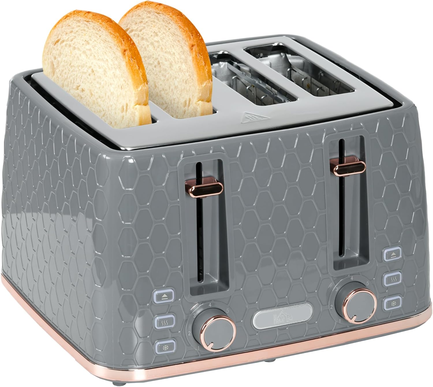 HOMCOM 4 Slice Toaster with 7 Browning Levels, High Lift, Reheat ...