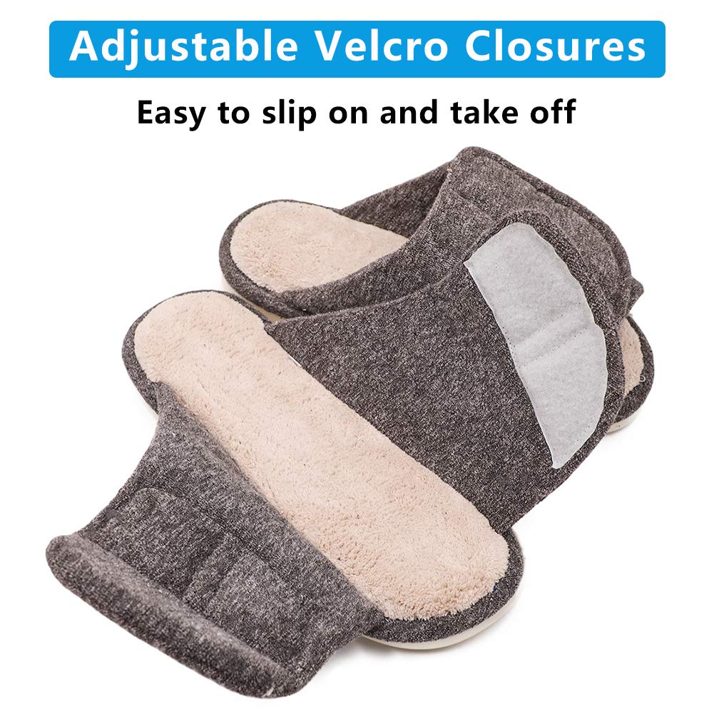 MediFeet Women's Adjustable Diabetic Slippers Extra Wide Open Toe Edema ...