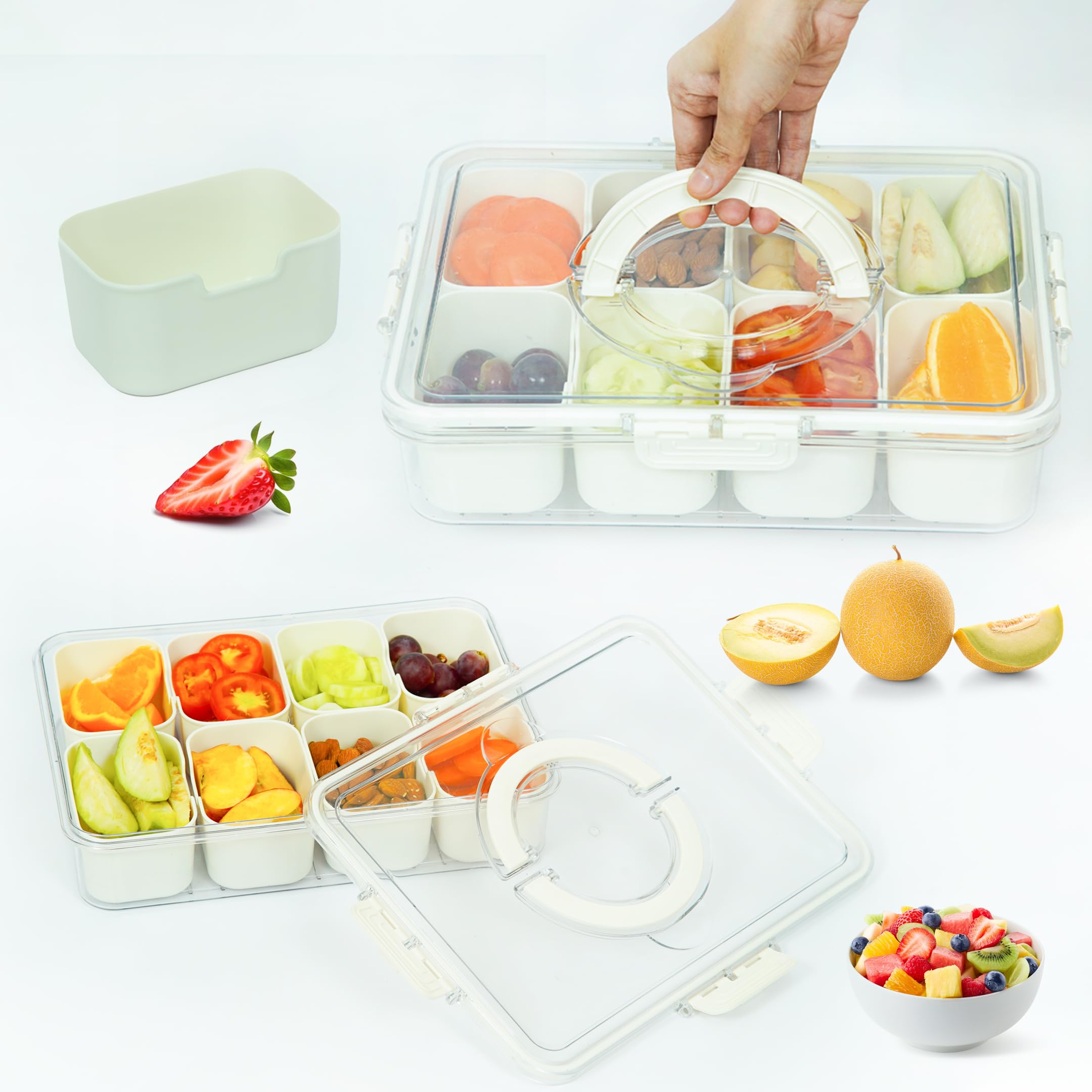 Amazon.com: Aurabite Snackle Box Container with Lid and Handle - 8 ...