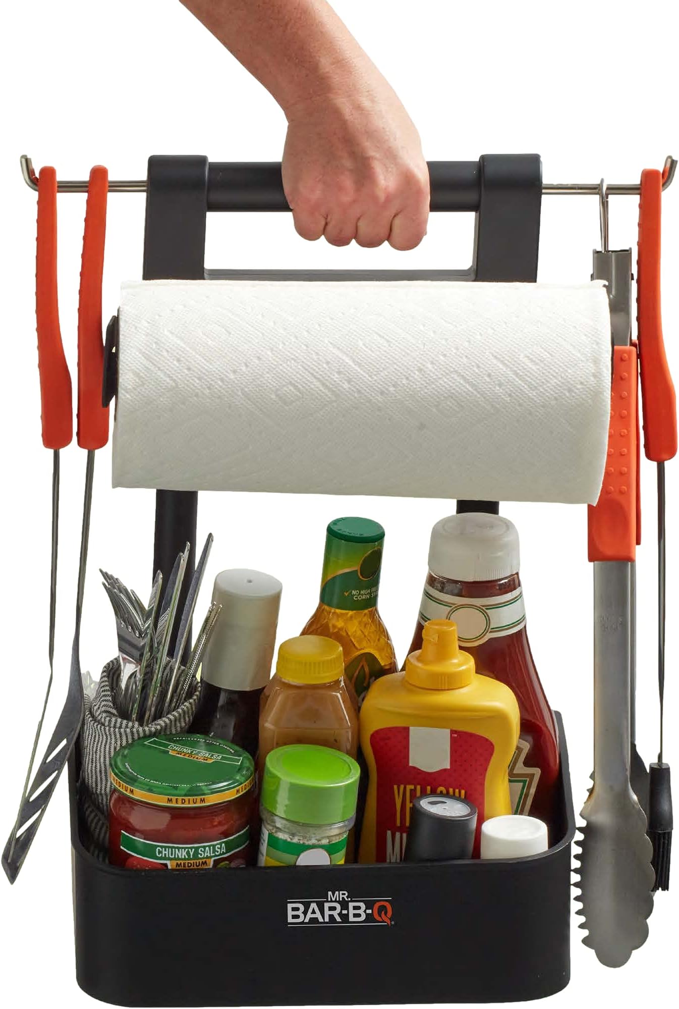 Amazon.com: BOWERISH Distressed Wood BBQ Caddy with Paper Towel Holder ...