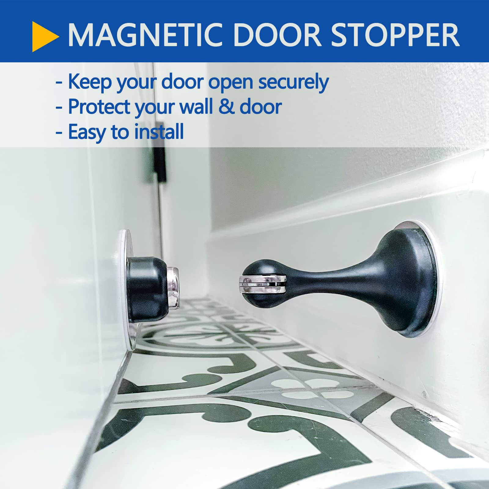 Snapklik.com : Magnetic Door Stop, 3 Pack Door Stoppers Black Magnetic ...