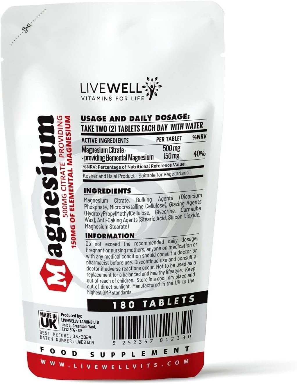 Live Well Vitamins for Life – Magnesium Citrate 500mg Capsules ...