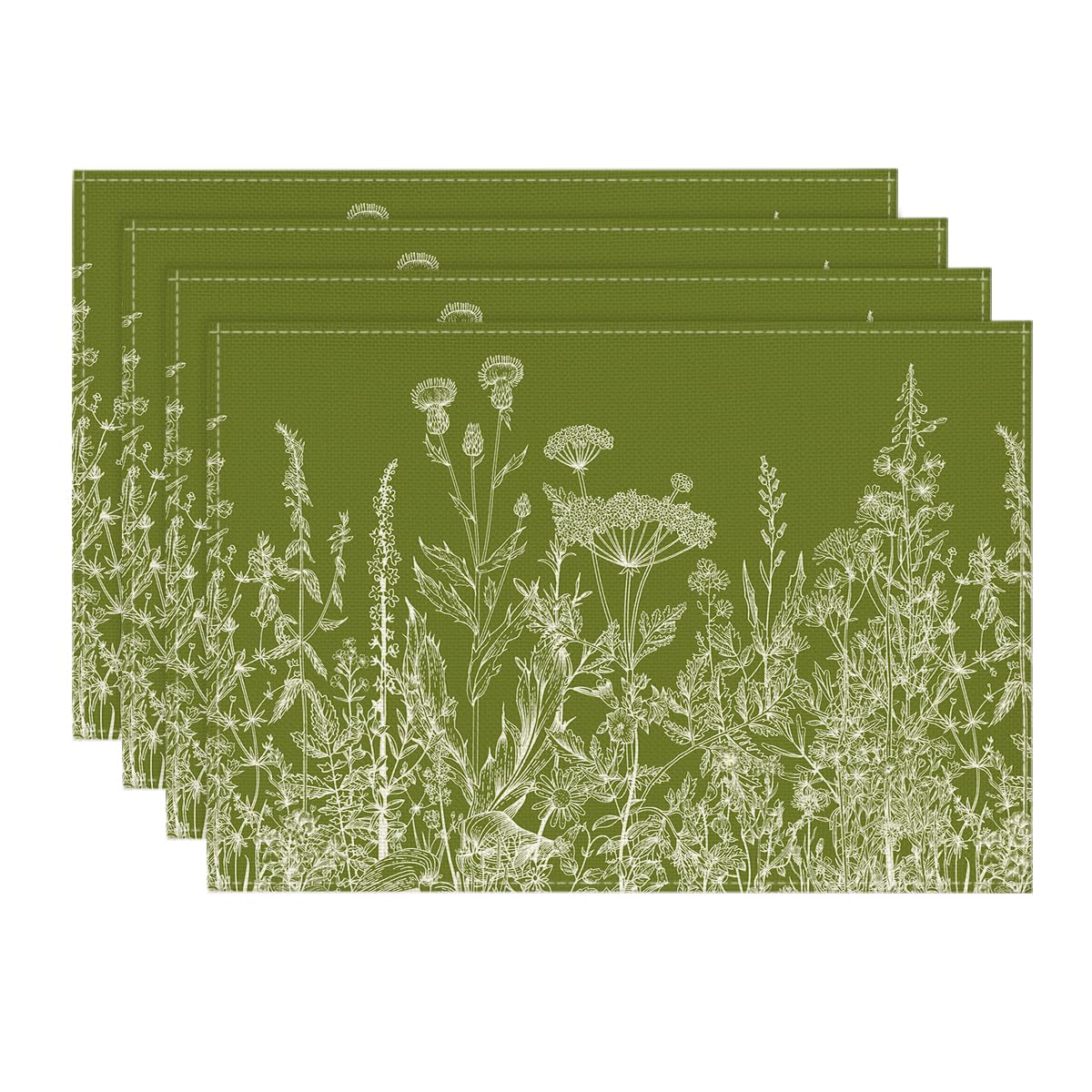Amazon.com: Artoid Mode Antique Herbs and Wild Flowers Spring Placemats ...