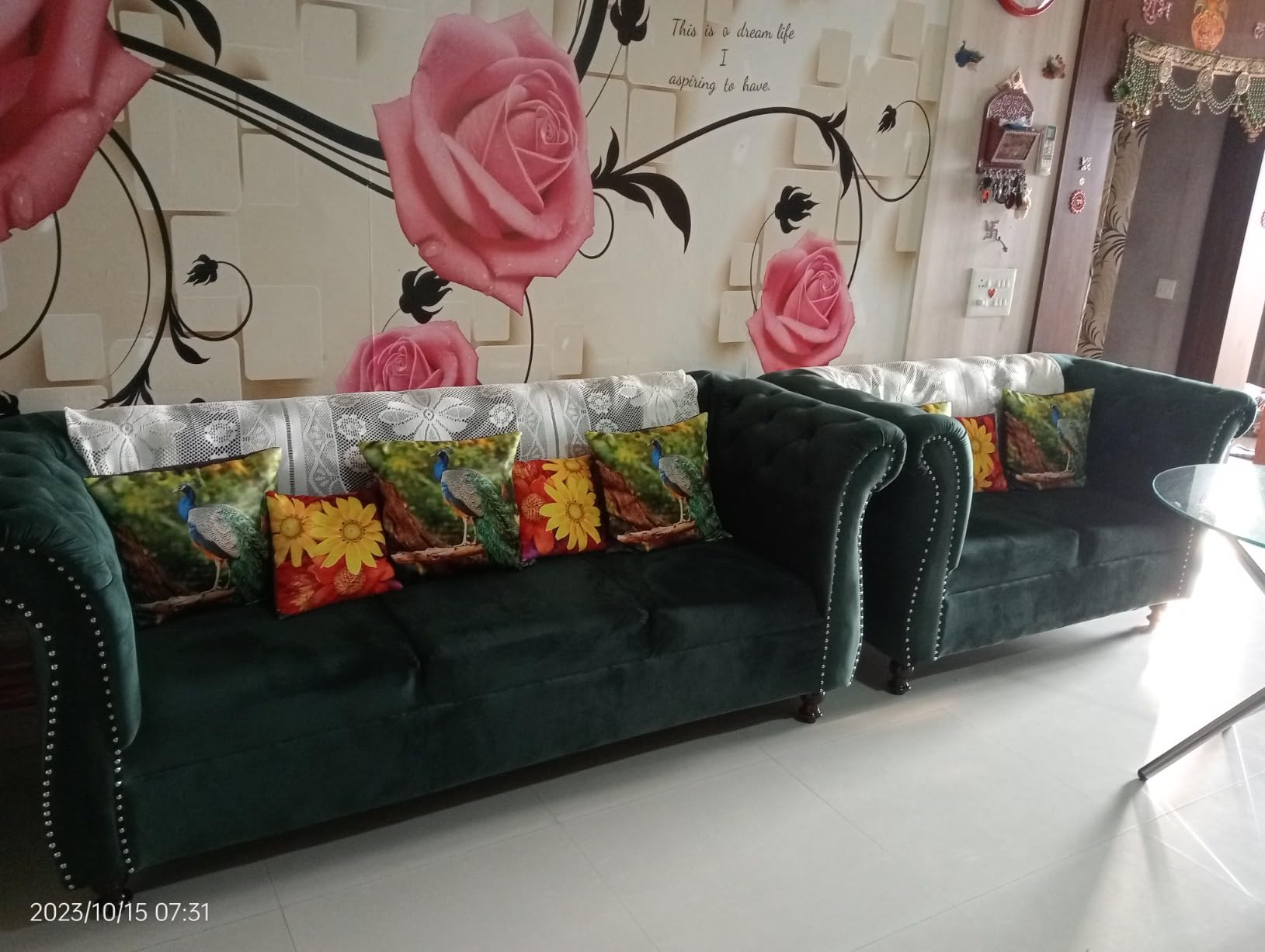 Wood Art India - 3 +2 +1 Seater Luxary Velvet Tuffted Sofa Set for ...