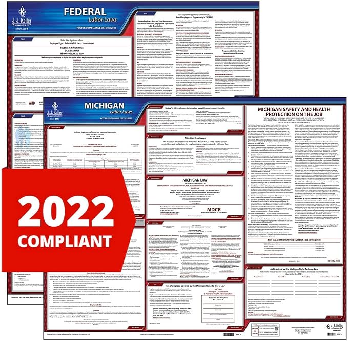 Amazon.com : 2022 Michigan and Federal Labor Law Poster Set (English ...
