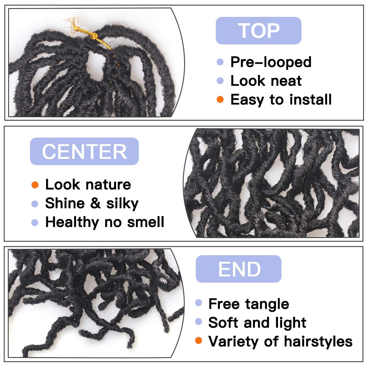 ZRQ 36 Inch New Faux Locs Crochet Hair 5 Packs Pre-looped Goddess Locs ...