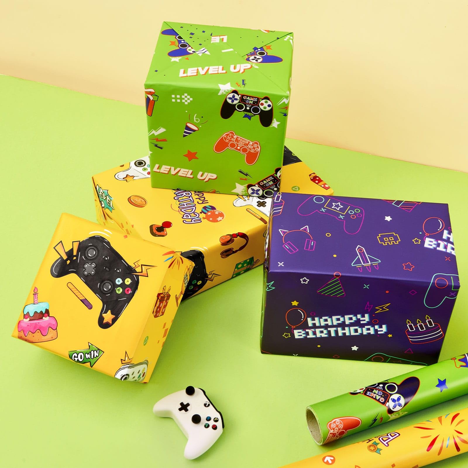 Snapklik.com : Gaming Wrapping Paper Rolls - 3 Short Rolls Birthday ...