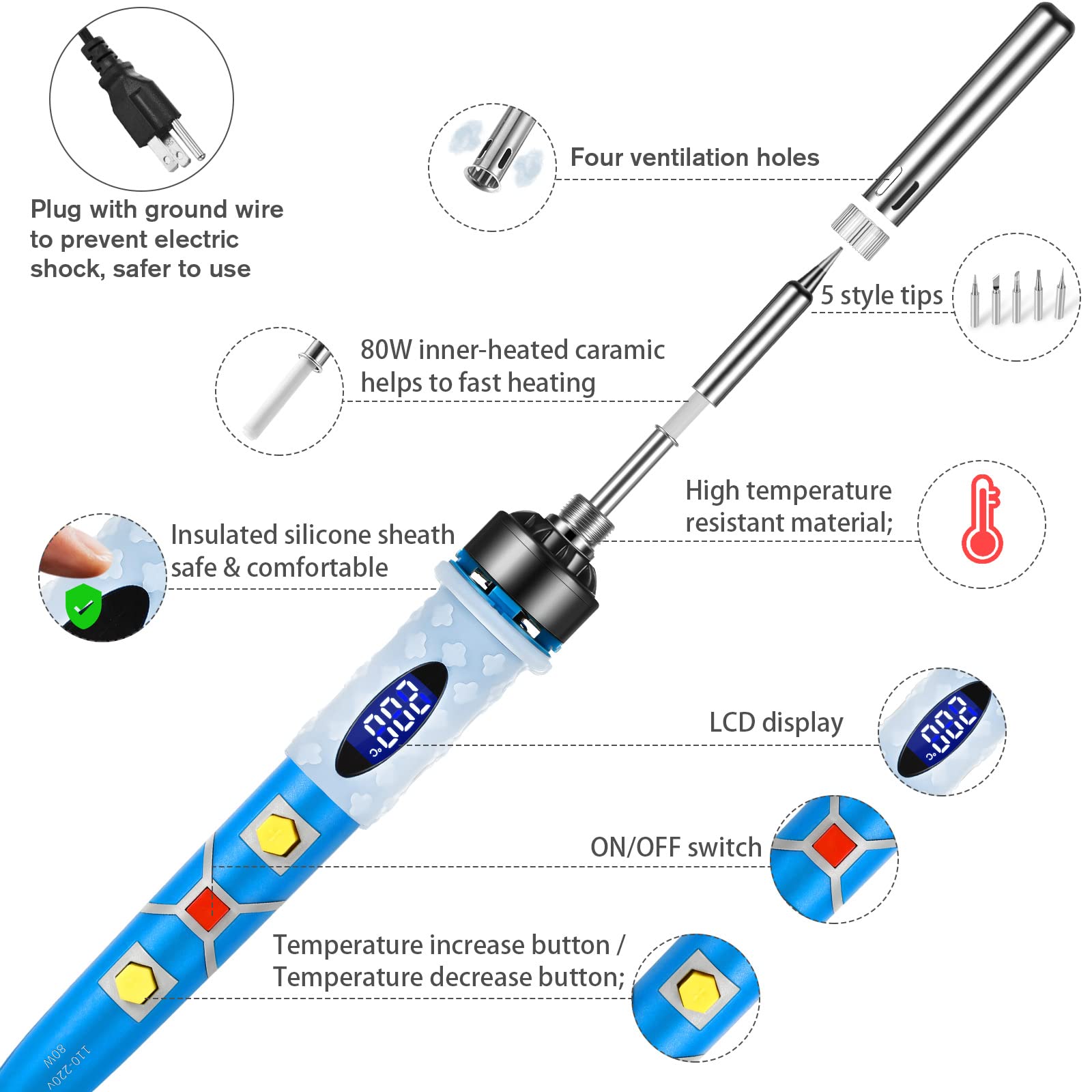 Snapklik.com : Soldering Iron Kit,80W LCD Screen Soldering Iron ...