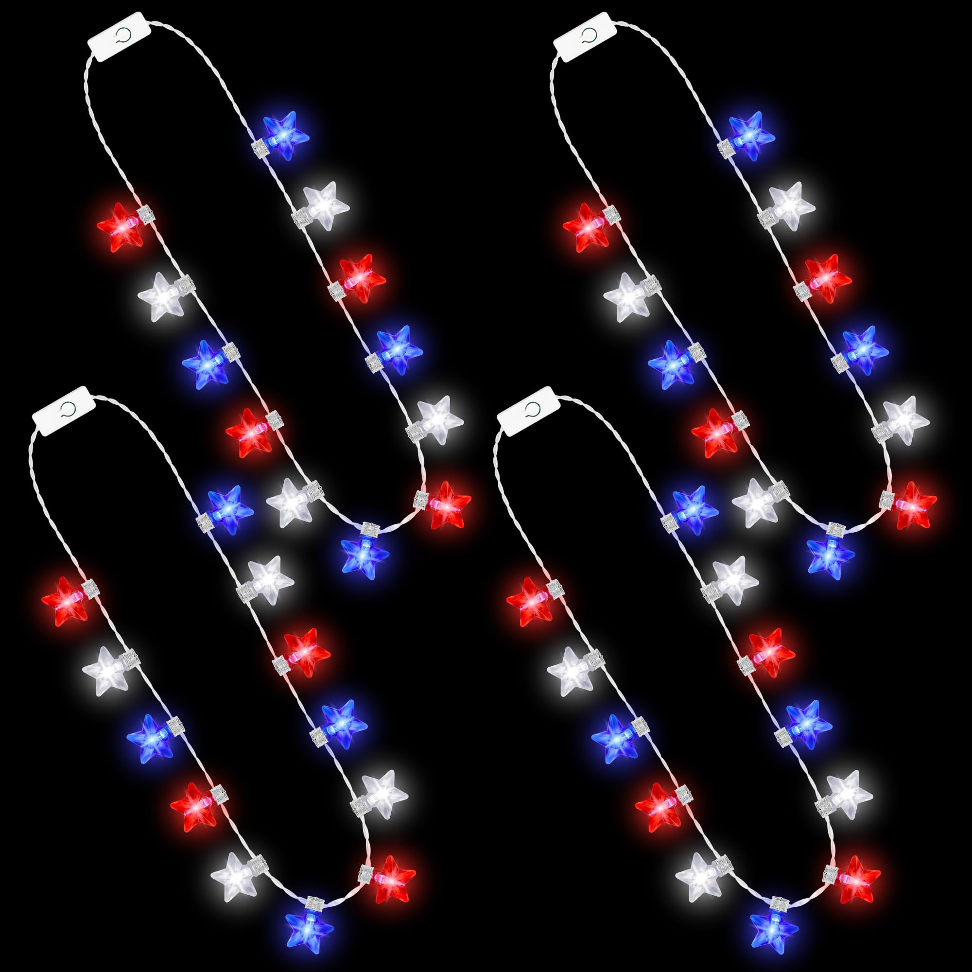 Snapklik 4th Of July Light Up Necklace 4pcs Fourth Of July Glow